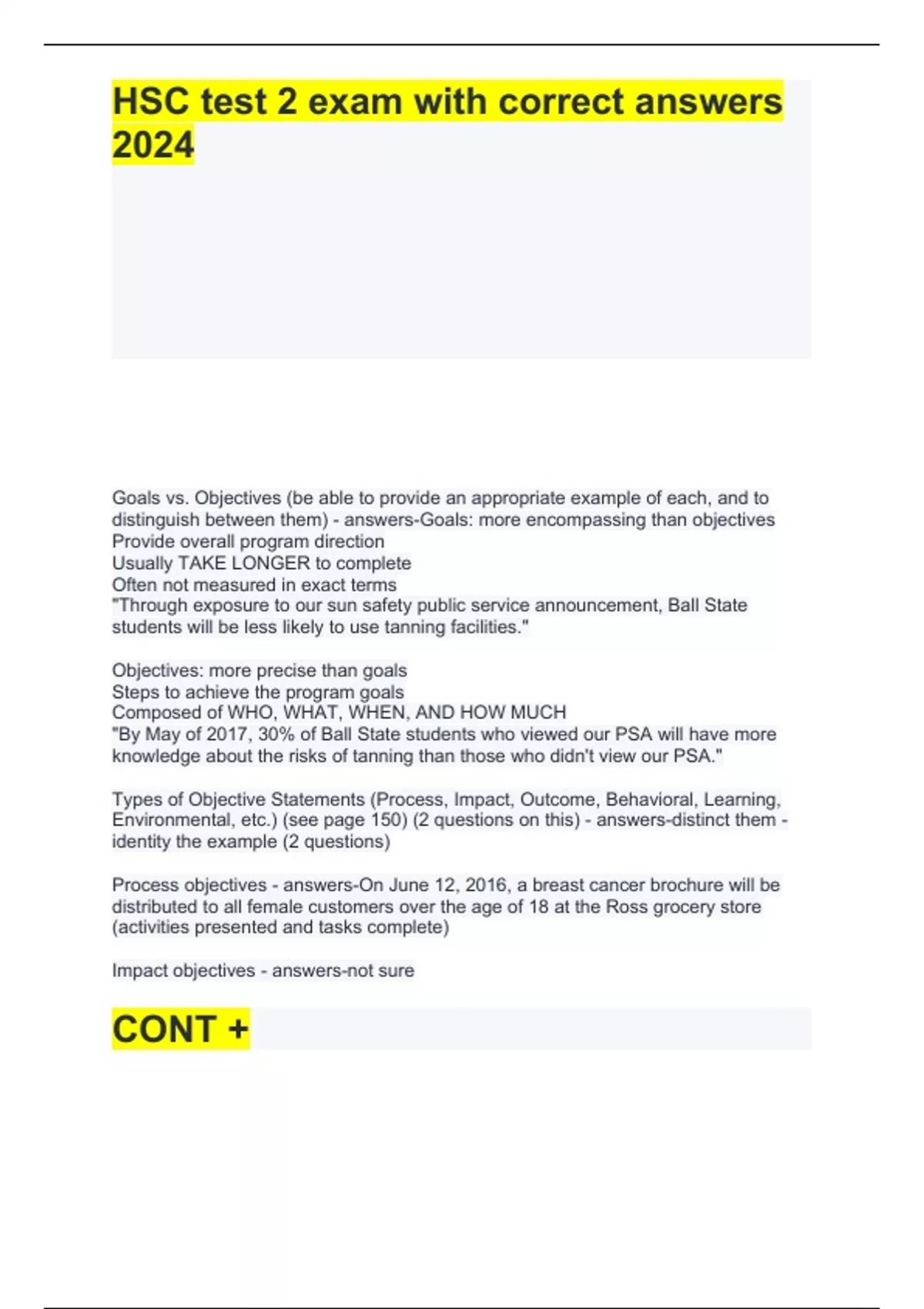 HSC test 2 exam with correct answers 2024 - HSC - Stuvia US