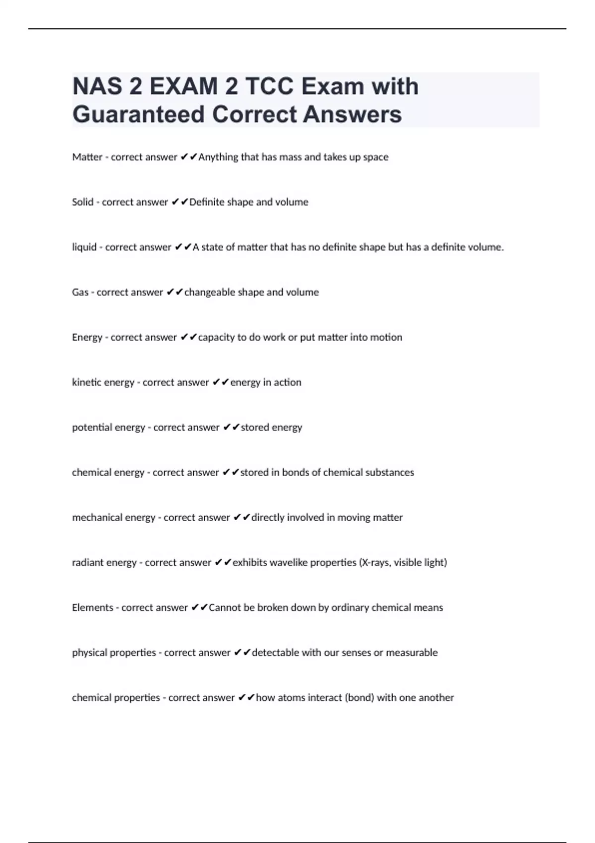 NAS 2 EXAM 2 TCC Exam with Guaranteed Correct Answers - NAS 2 2 TCC ...