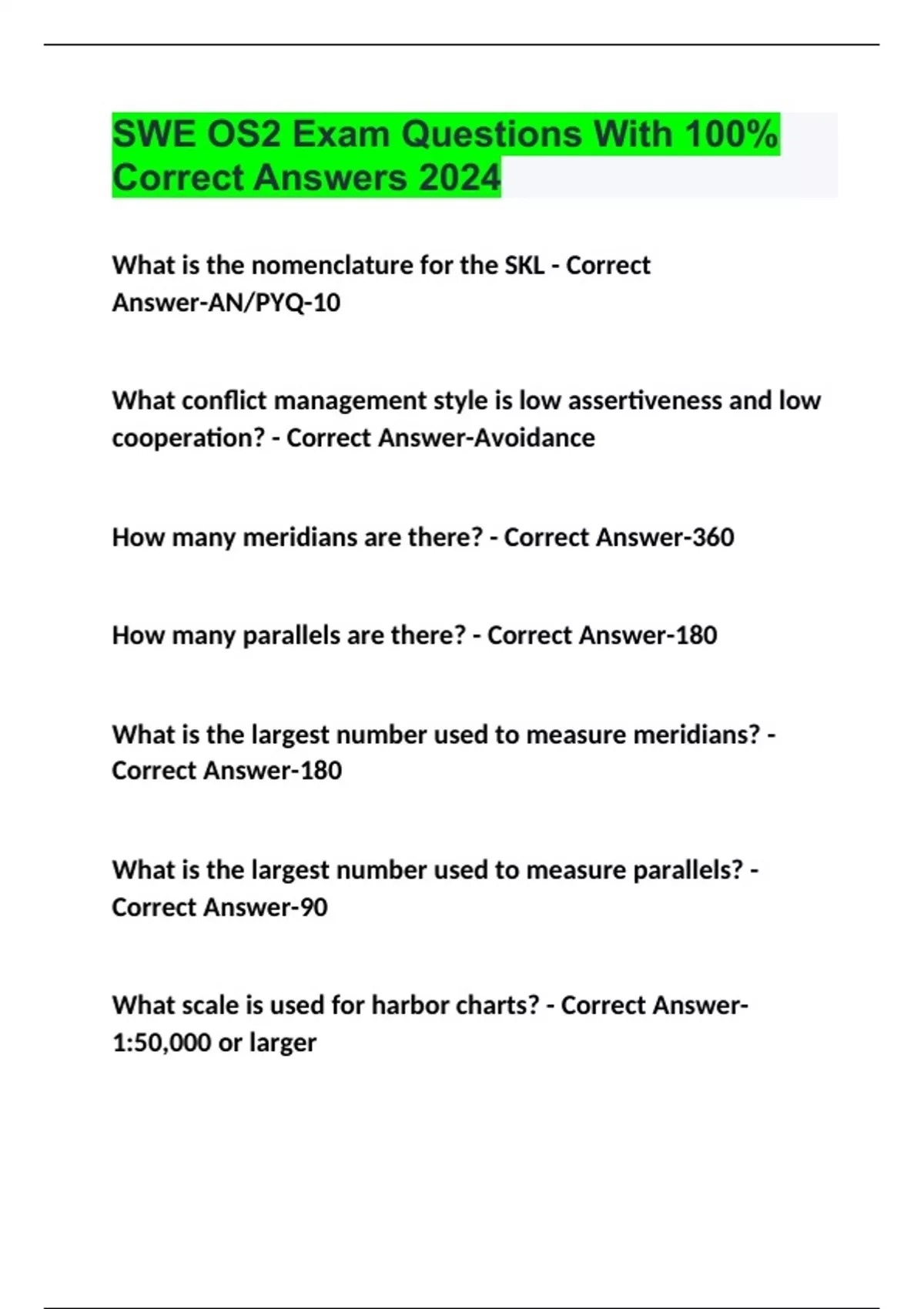 SWE OS2 Exam Questions With 100% Correct Answers 2024 - SWE OS2 - Stuvia US