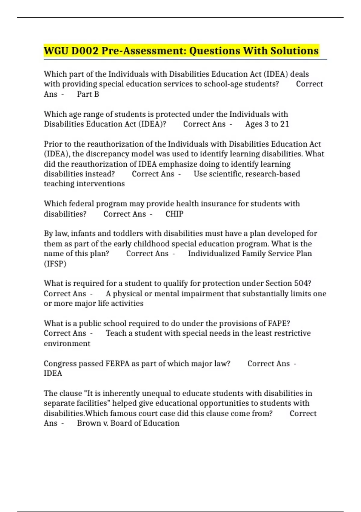 WGU D002 Pre-Assessment: Questions With Solutions - WGU D002 - Stuvia US