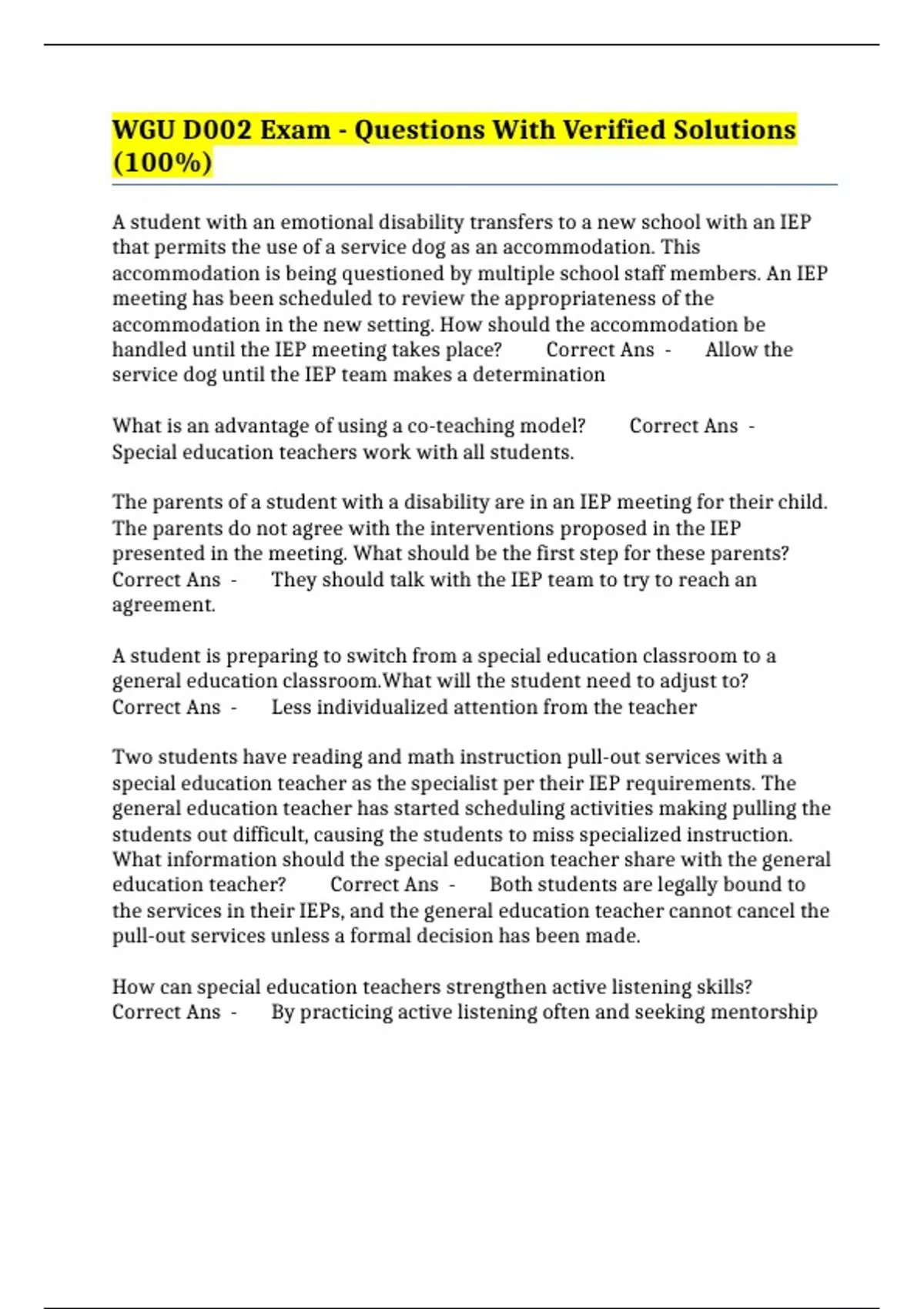 WGU D002 Exam - Questions With Verified Solutions (100%) - WGU D002 ...