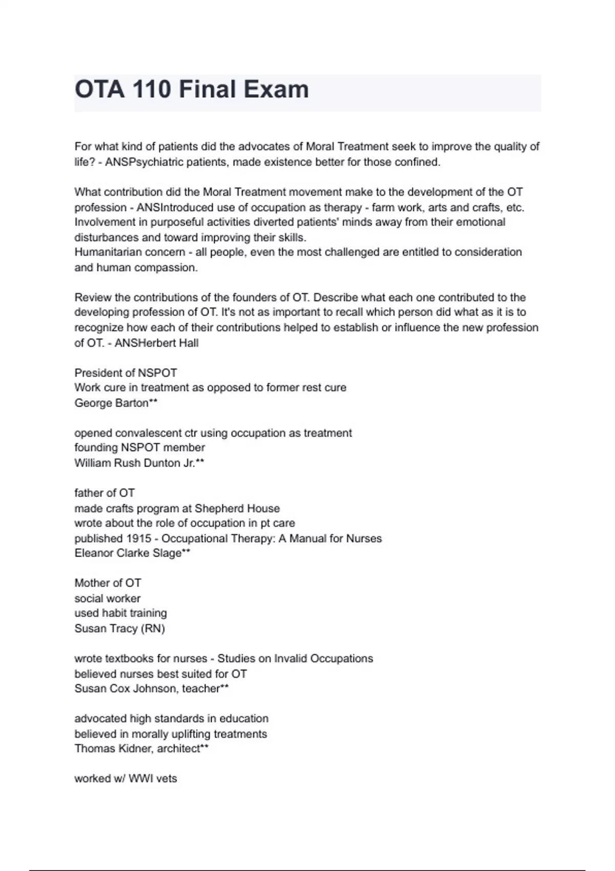 OTA 110 Final Exam client-centered care. 2024/2025 A+ score assured ...