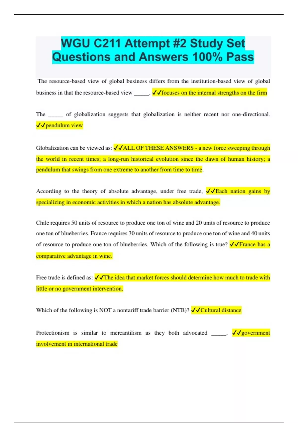 WGU C211 Attempt #2 Study Set Questions and Answers 100% Pass - WGU ...