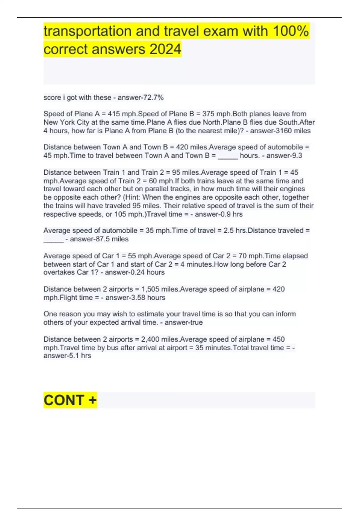 transportation and travel exam with 100% correct answers 2024 - Travel ...