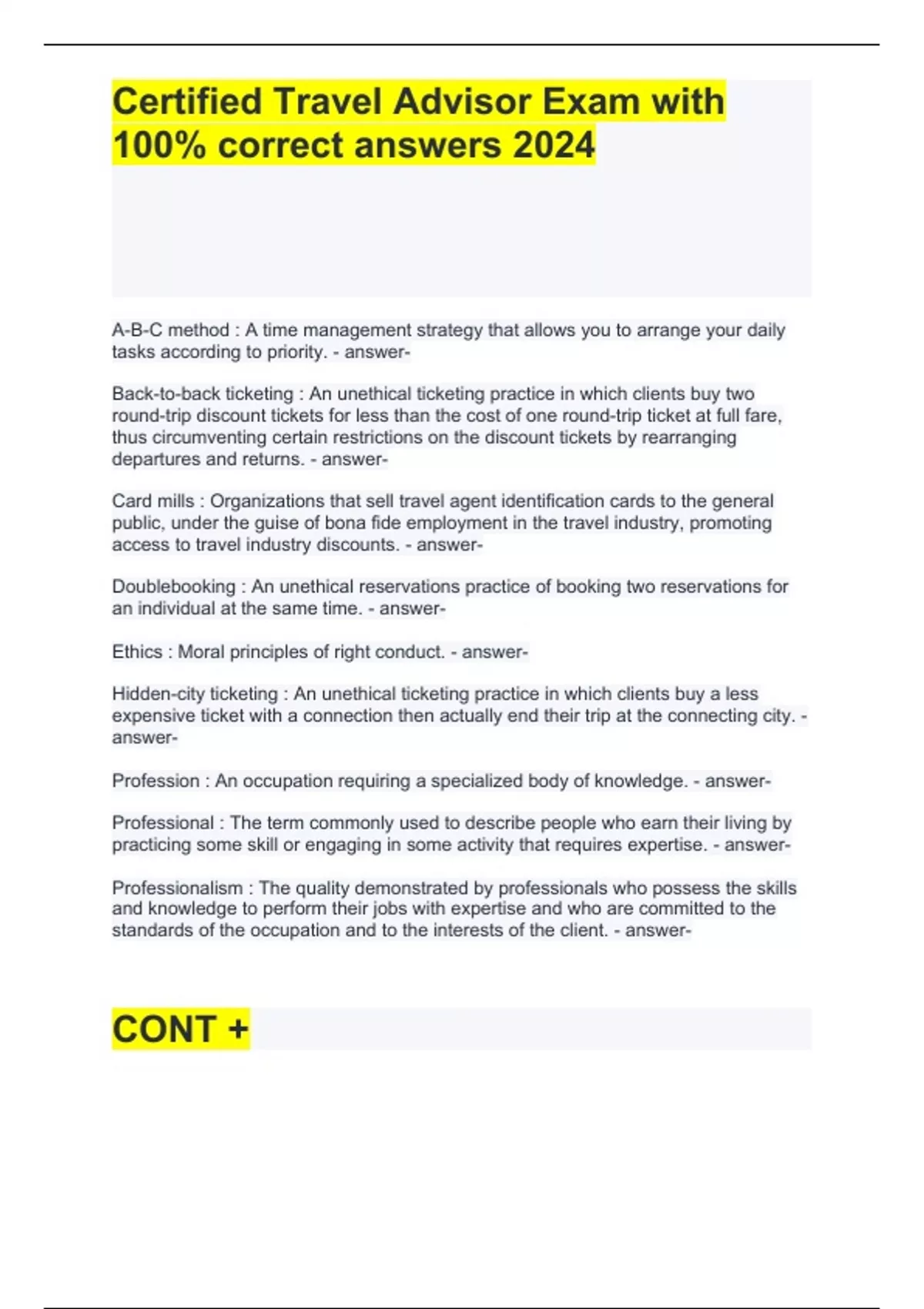 Certified Travel Advisor Exam with 100% correct answers 2024 - Travel ...