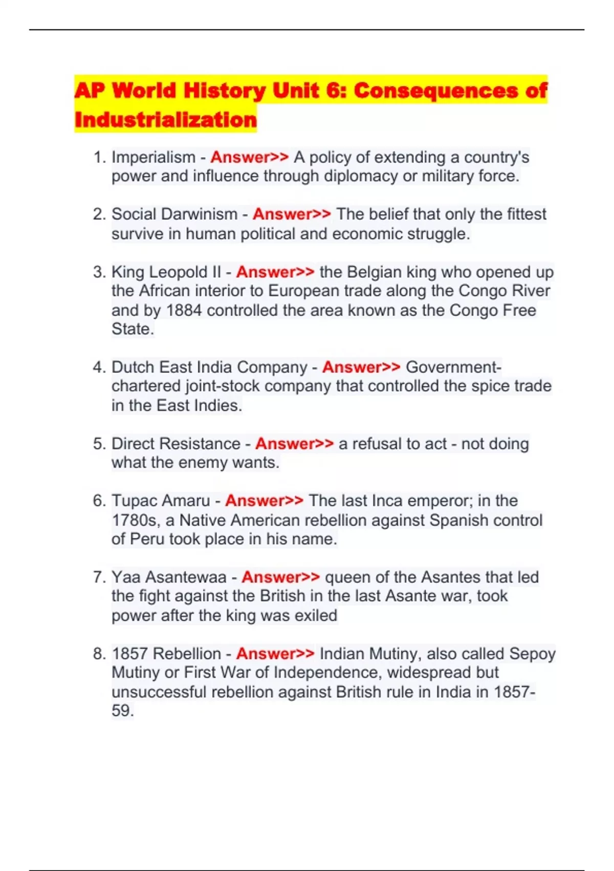 AP World History Unit 6: Consequences of Industrialization - AP World ...