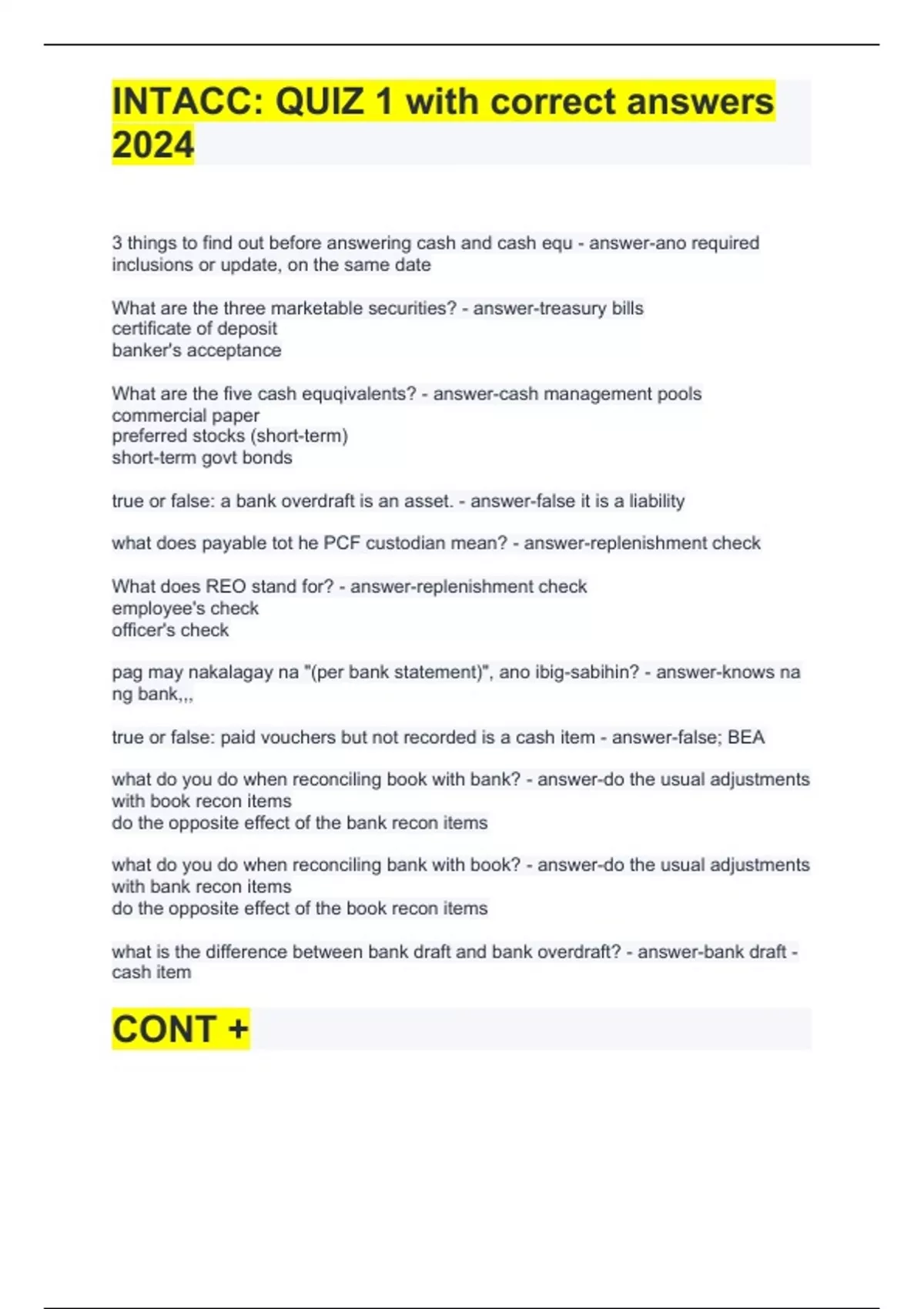 INTACC Midterm Exam with correct answers 2024 - INTACc - Stuvia US