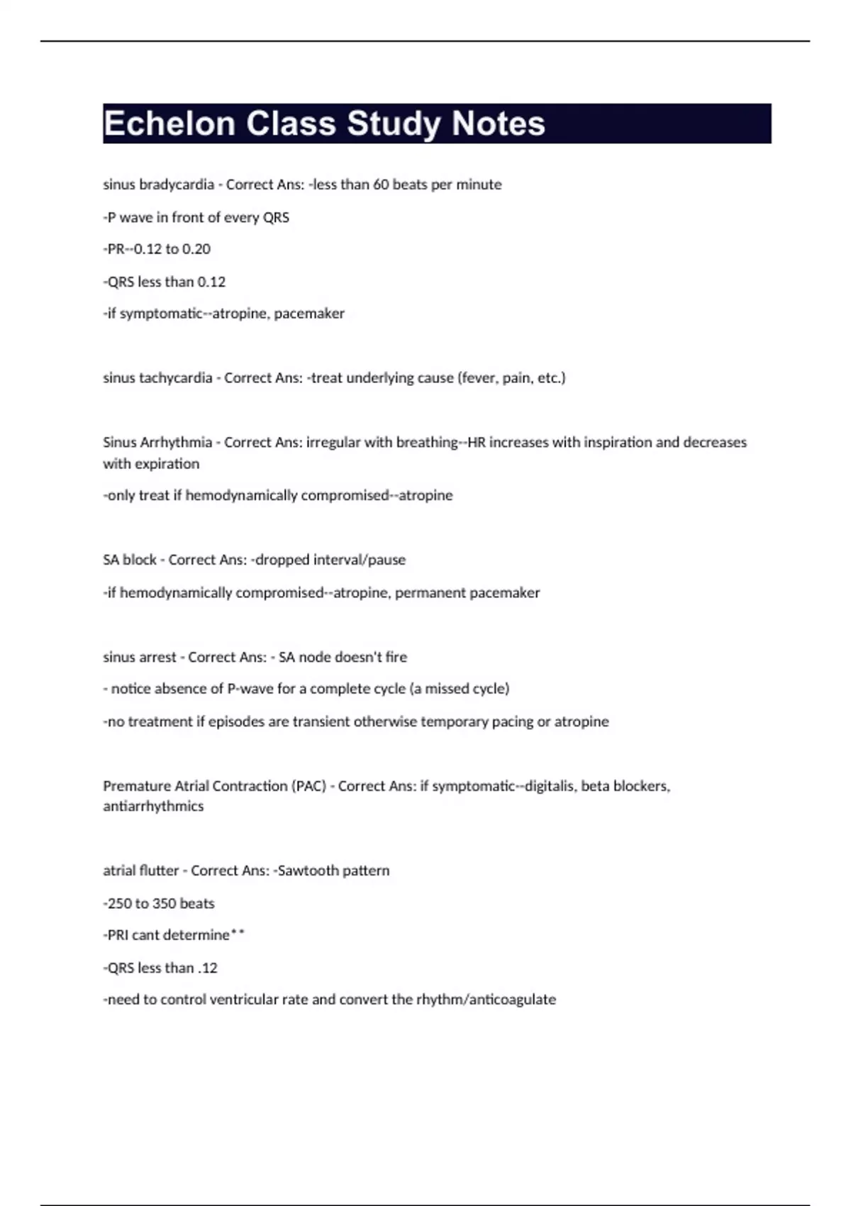 Echelon Class Study Notes - Echelon - Stuvia US