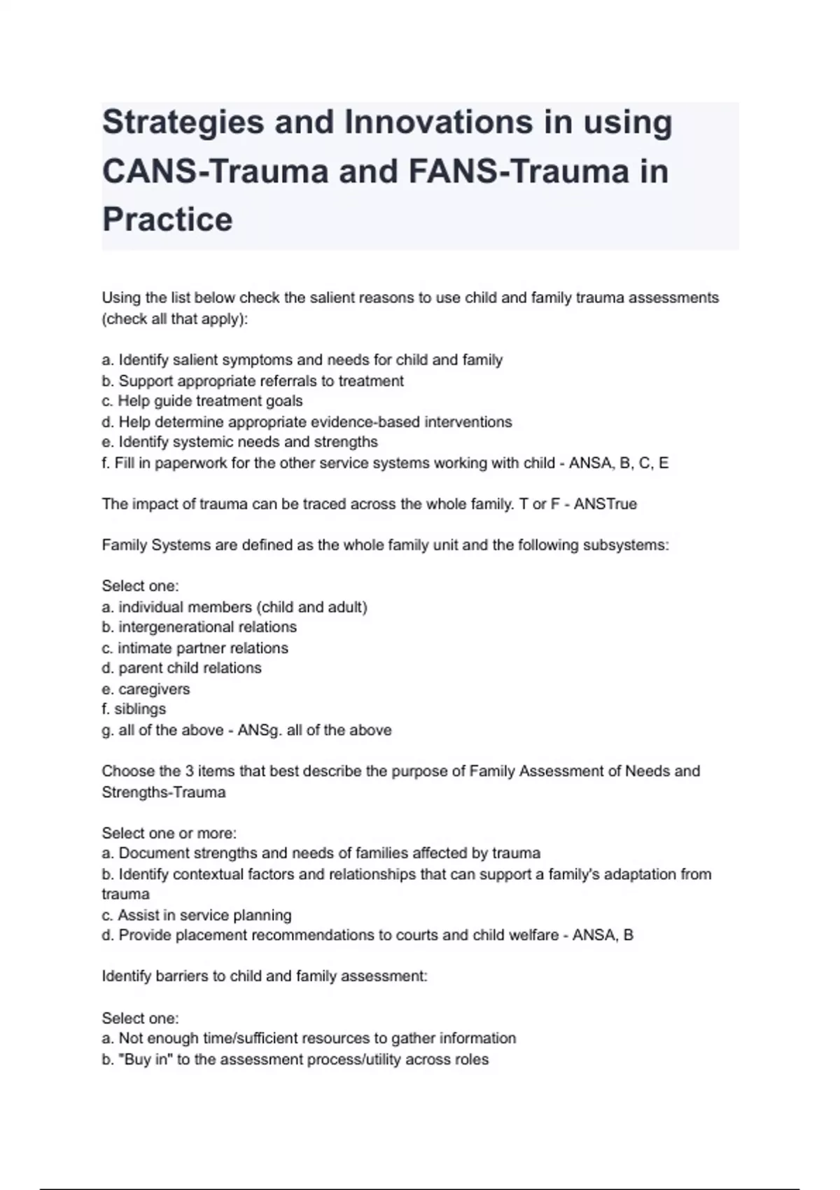 Strategies and Innovations in using CANS-Trauma and FANS-Trauma in ...