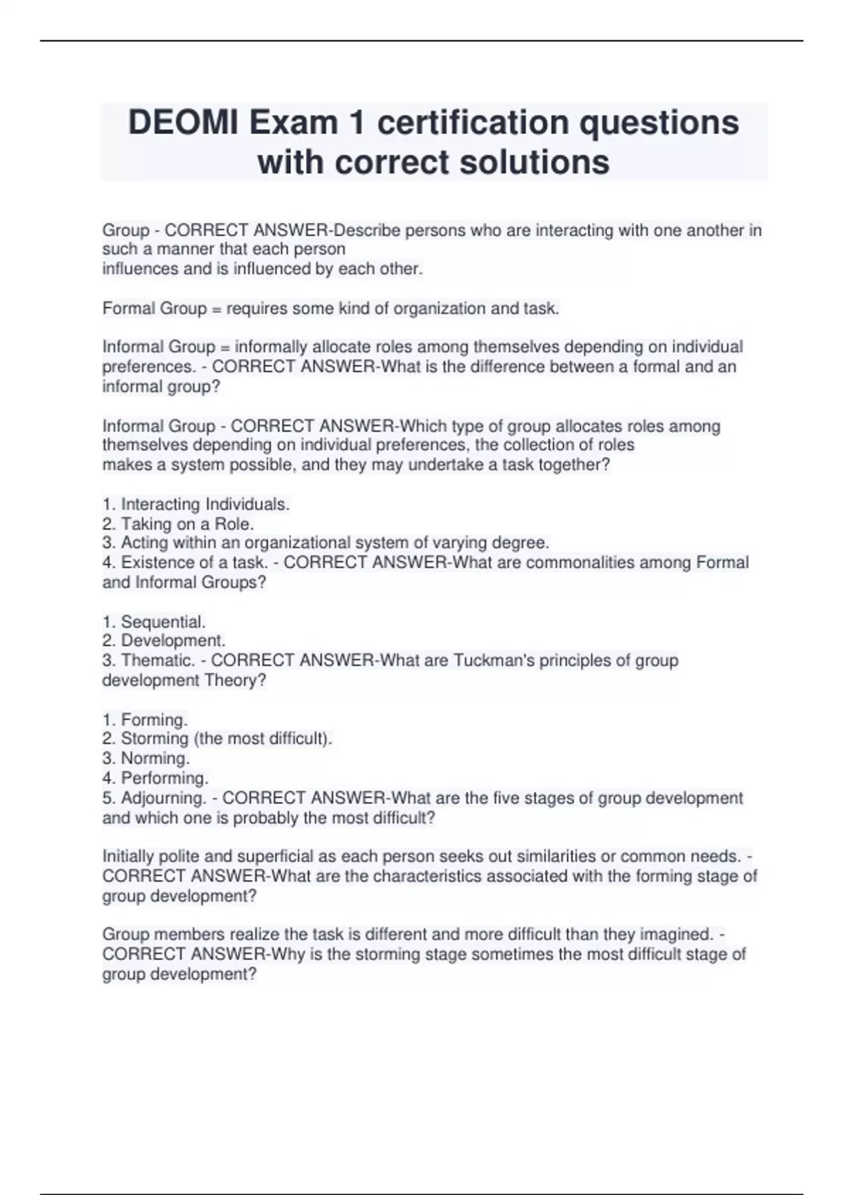 DEOMI Exam 1 certification questions with correct solutions - DEOMI 2 ...
