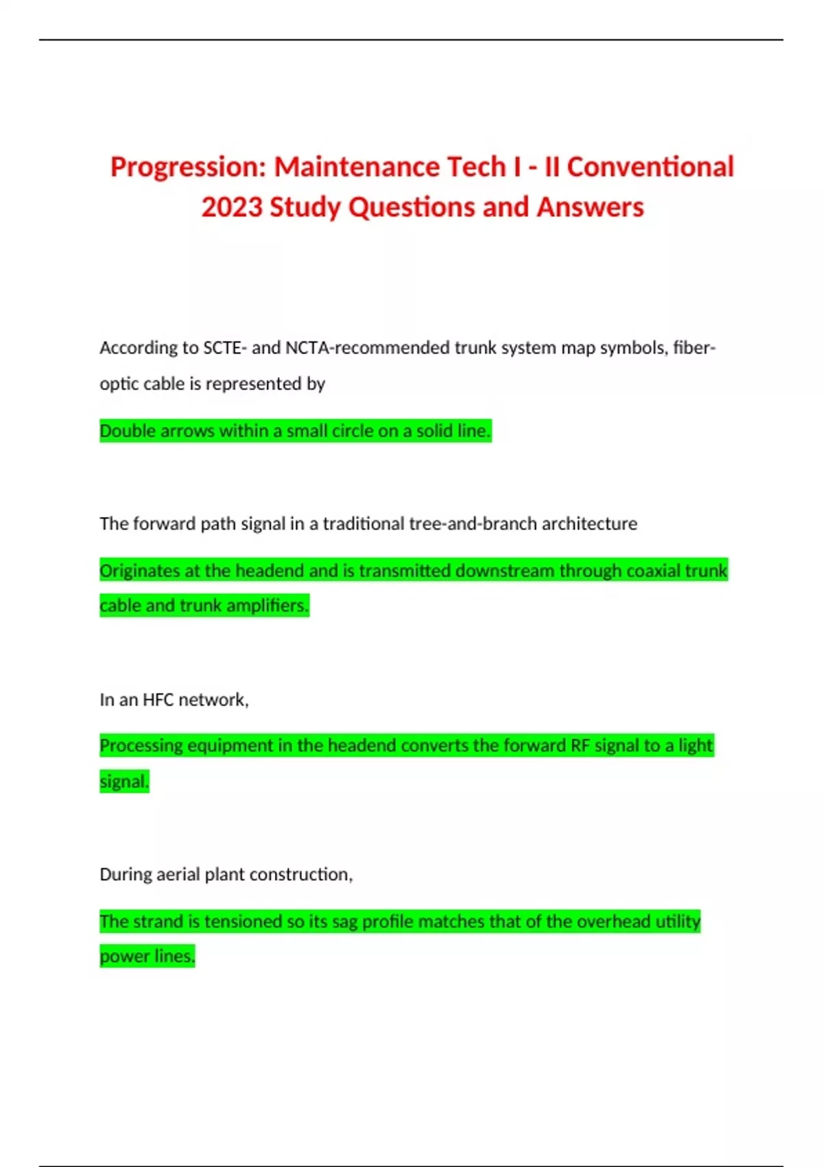 NCTI Practice Exam Progression: Maintenance Tech I - II Conventional ...