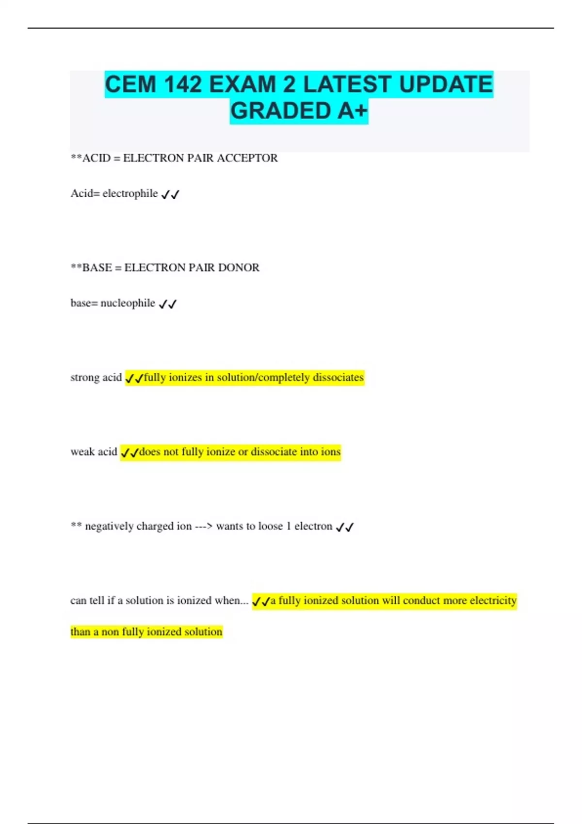 CEM 142 MSU Final Exam Questions and Answers Already Passed - CEM 142 ...