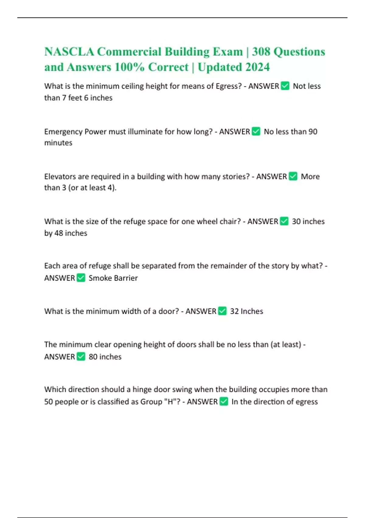 NASCLA Commercial Building Exam | 308 Questions and Answers 100% ...