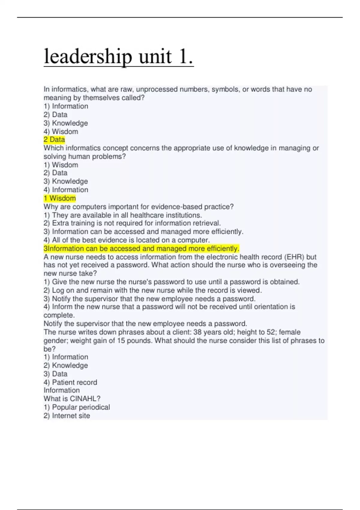 leadership unit 1. Assessment Treasury Queries and Solutions (Latest ...
