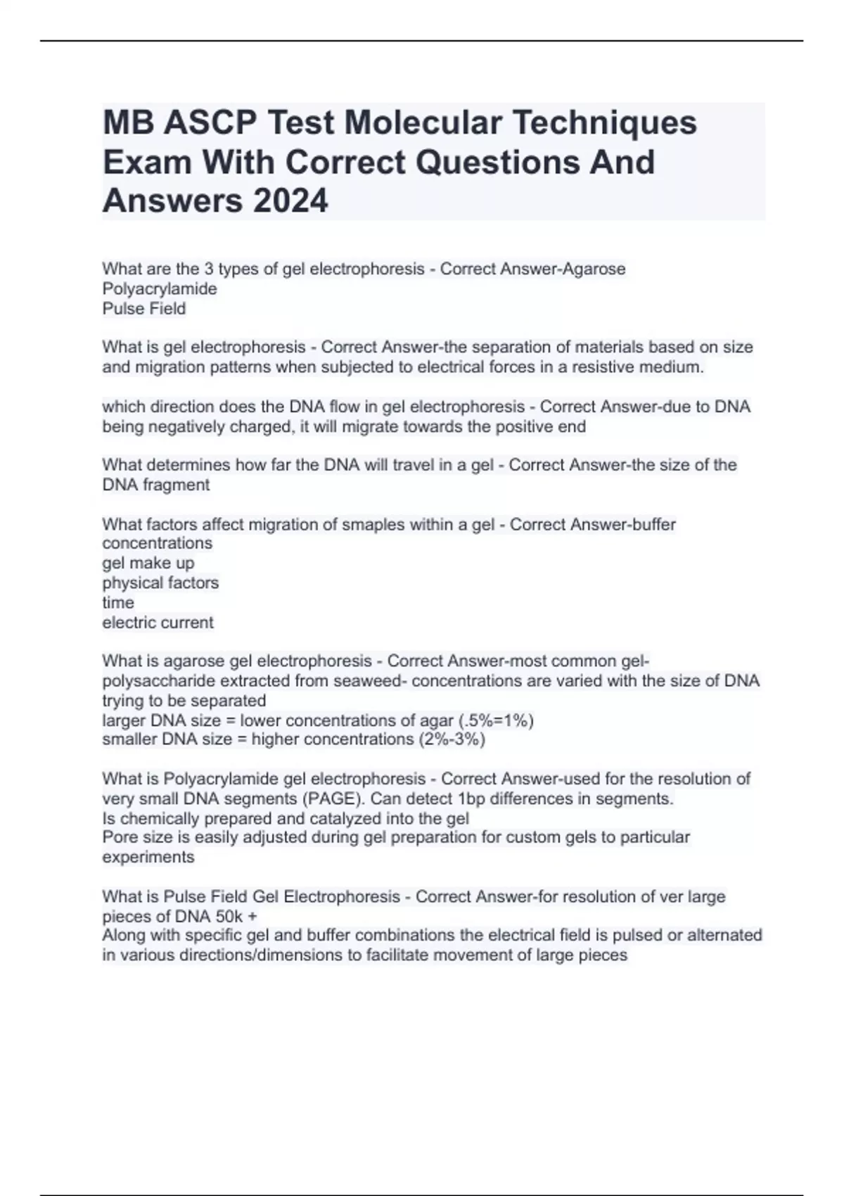 MB ASCP Test Molecular Techniques Exam With Correct Questions And ...