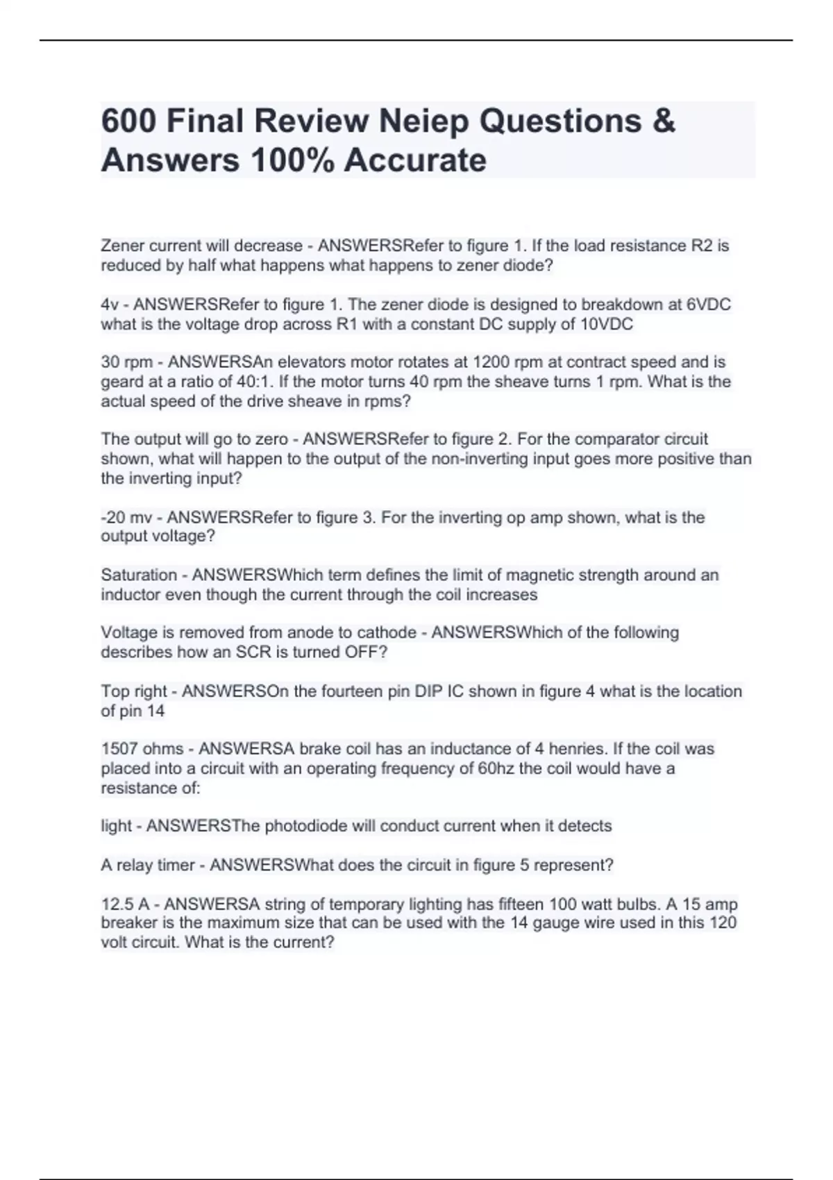 Neiep 600 final 100% Accurate!! - Neiep 600 - Stuvia US