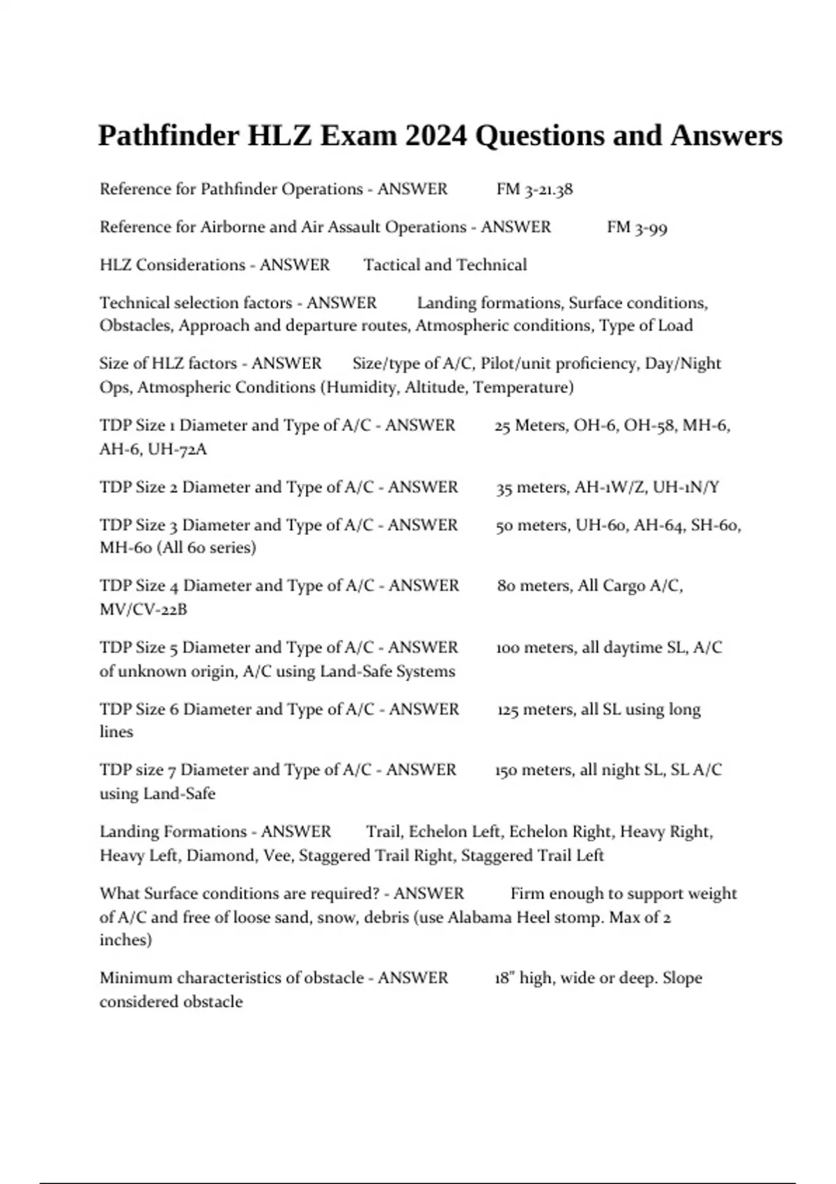 Pathfinder HLZ Exam 2024 Questions and Answers. - Pathfinder HLZ ...