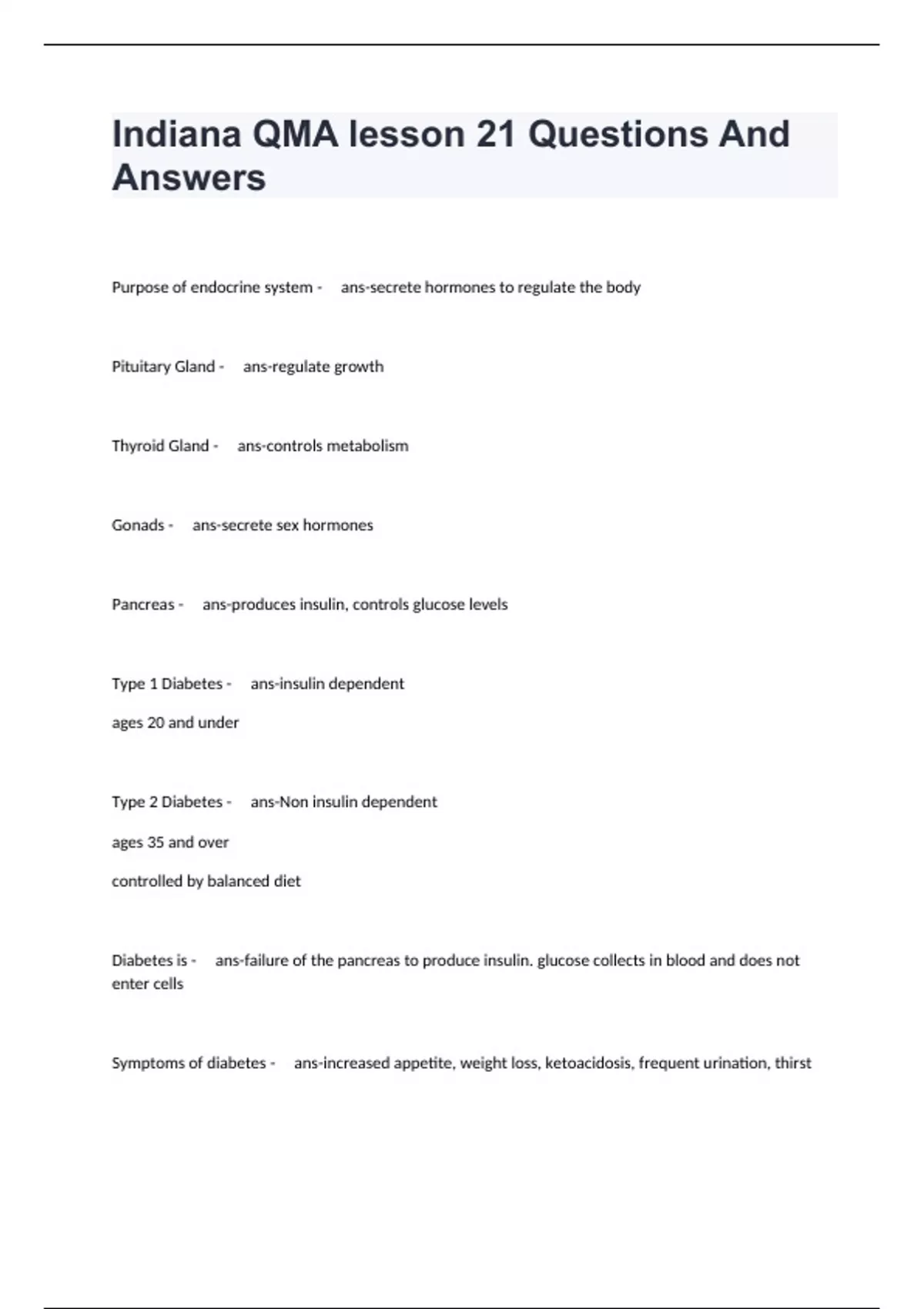 Indiana QMA lesson 21 Questions And Answers - QMA - Stuvia US