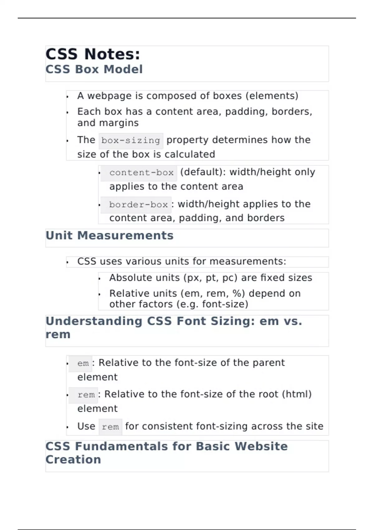 Summary cascading style sheet (CSS) and basic use of css - Computer science - Stuvia UK