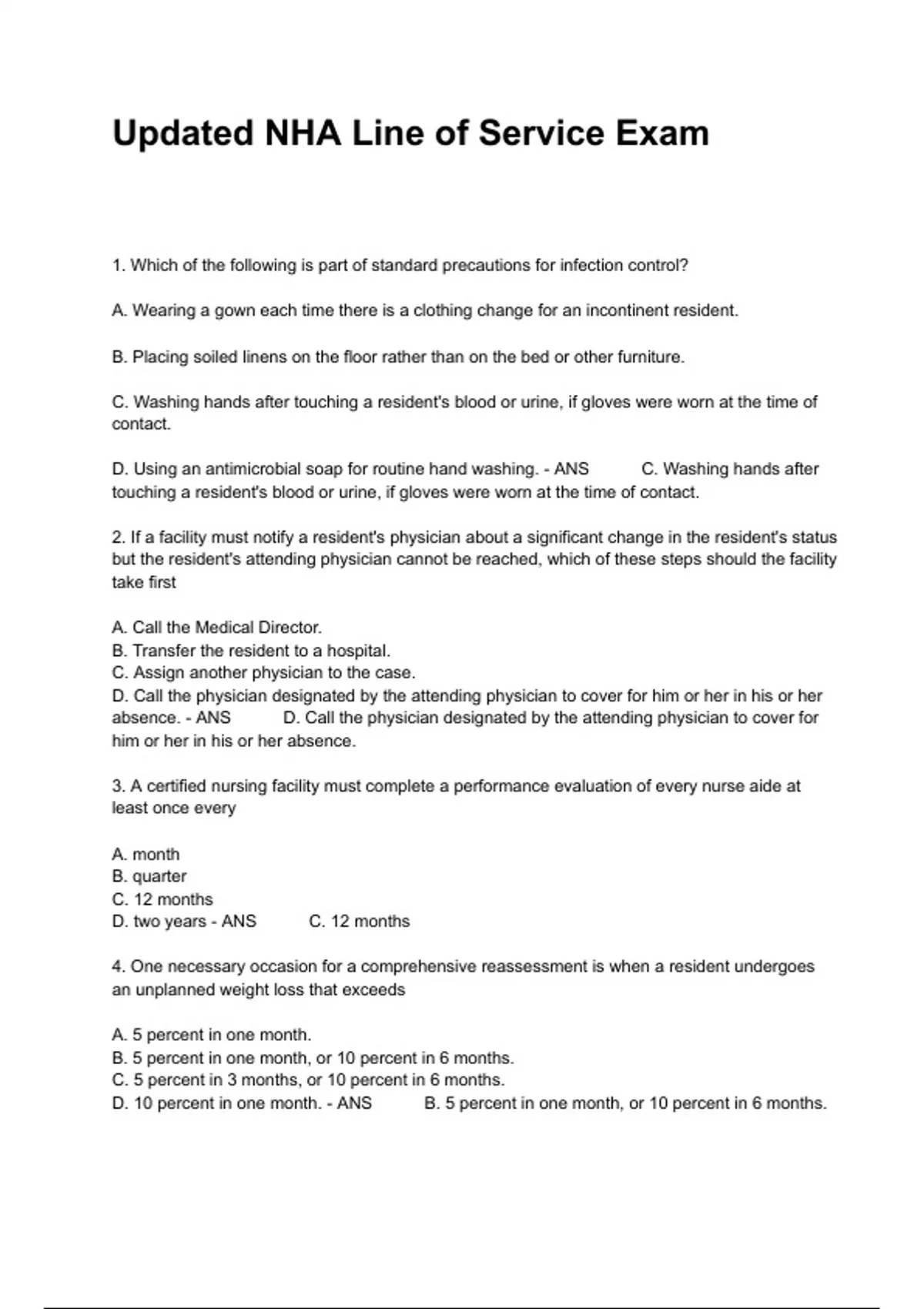 Updated NHA Line of Service Exam Questions With Complete Solutions ...