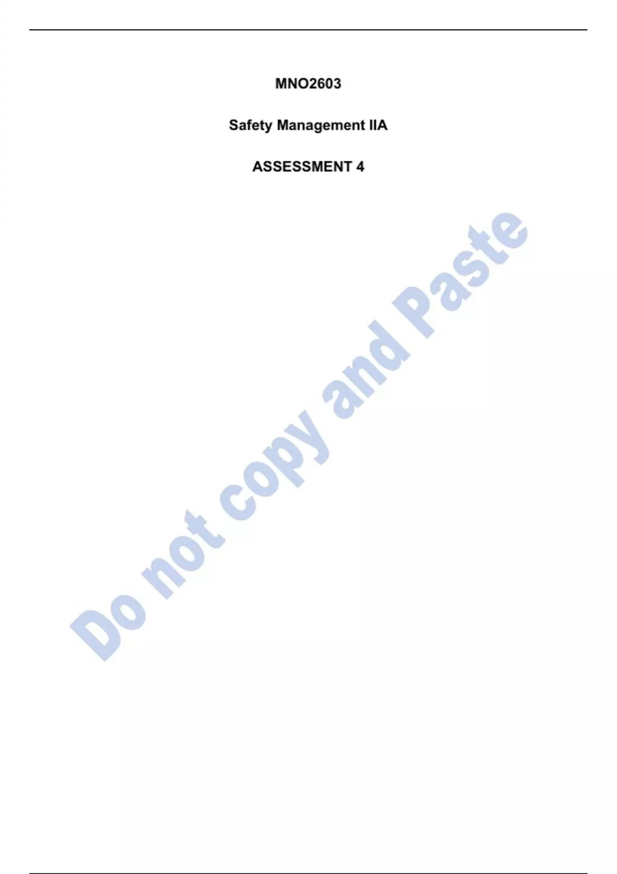 MNO2603 Assessment 4 - MNO2603 - Safety Management IIA (MNO2603 ...