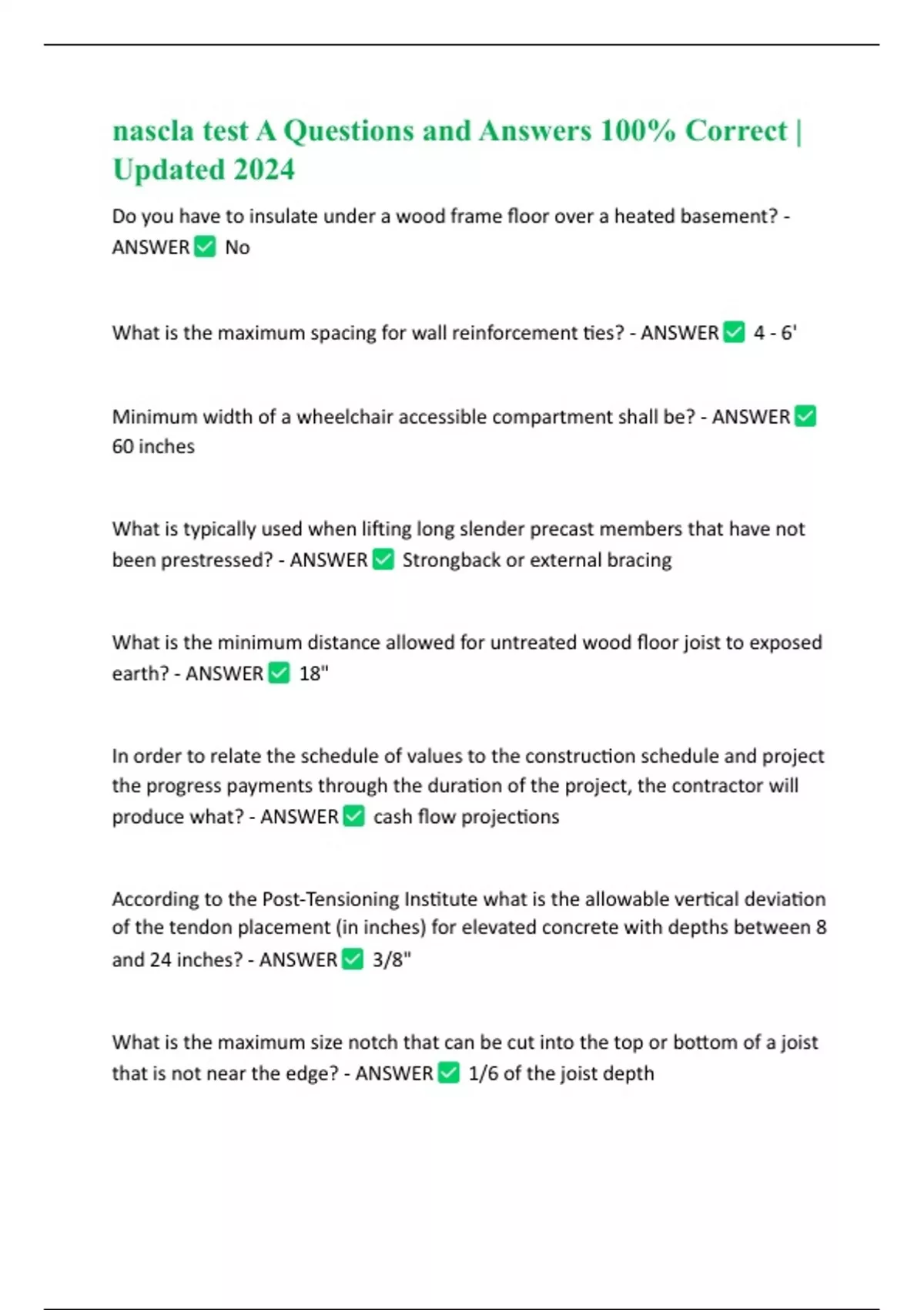 nascla test A Questions and Answers 100% Correct | Updated 2024 ...