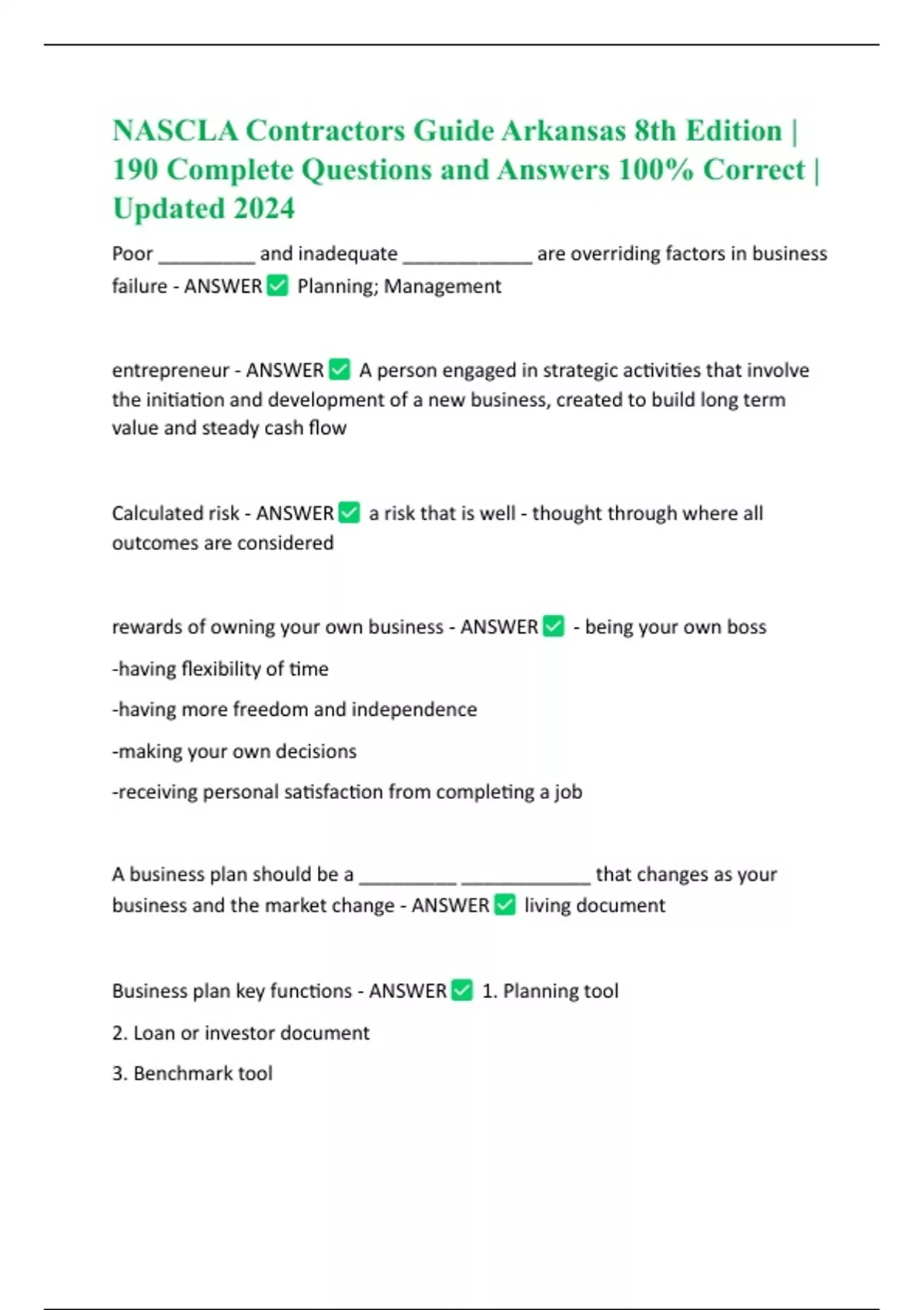 NASCLA Contractors Guide Arkansas 8th Edition | 190 Complete Questions ...