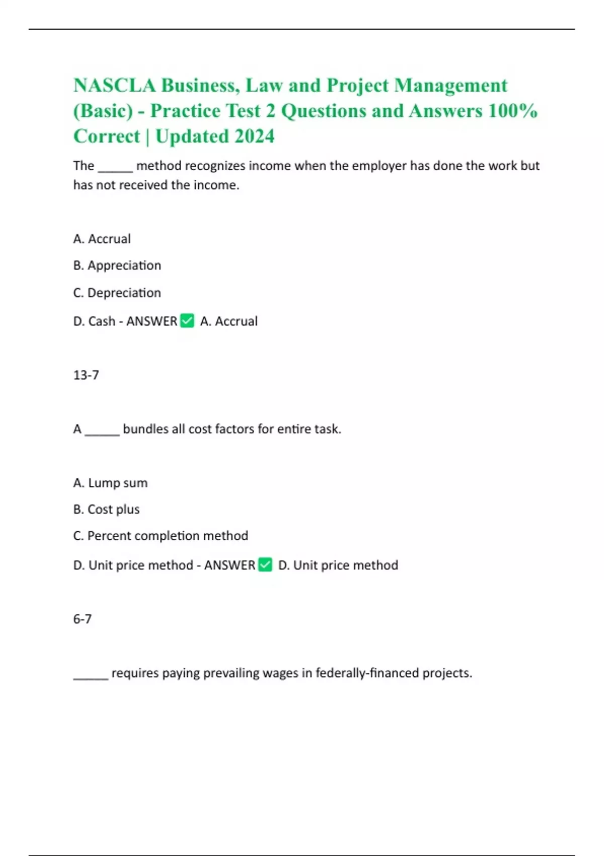 NASCLA Business, Law and Project Management (Basic) - Practice Test 2 ...