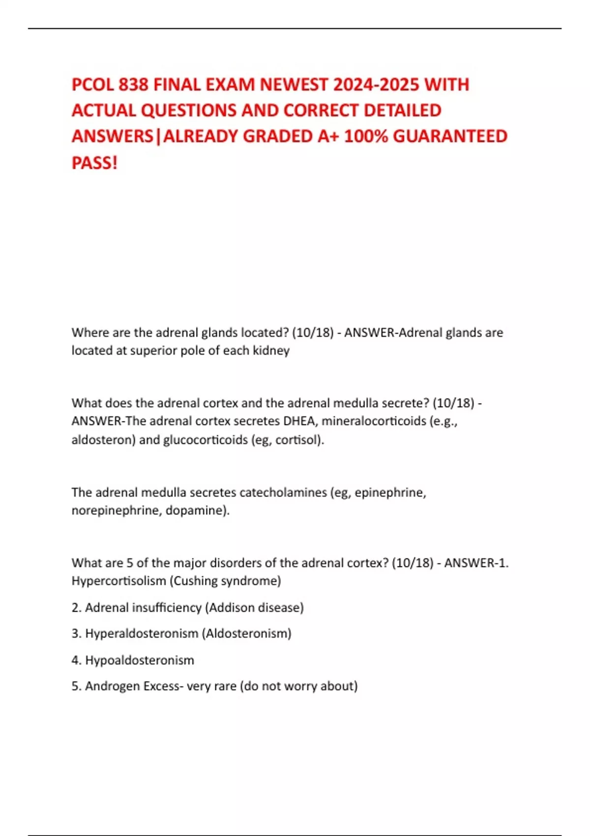 PCOL 838 FINAL EXAM NEWEST WITH ACTUAL QUESTIONS AND CORRECT DETAILED ...