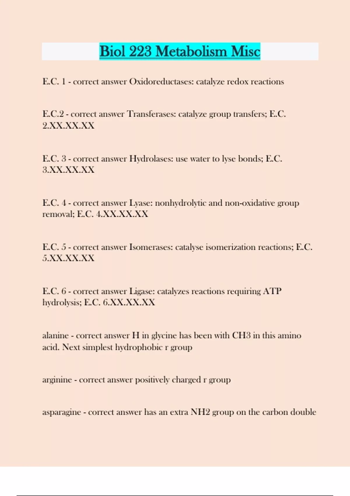 Biol 223 Metabolism Misc Questions and answers latest update - BIOL ...