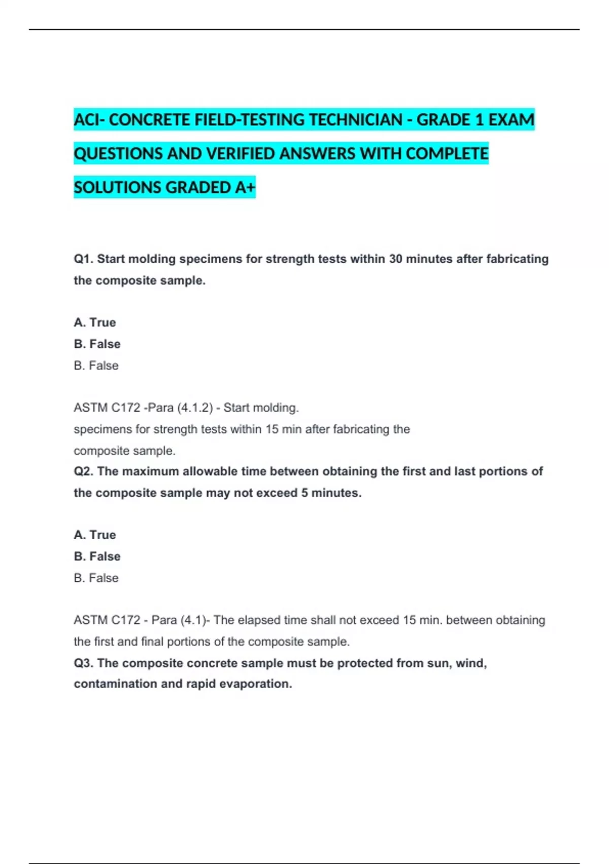ACI – CONCRETE FIELD-TESTING TECHNICIAN GRADE 1 (UPDATED 2025/2026 ...