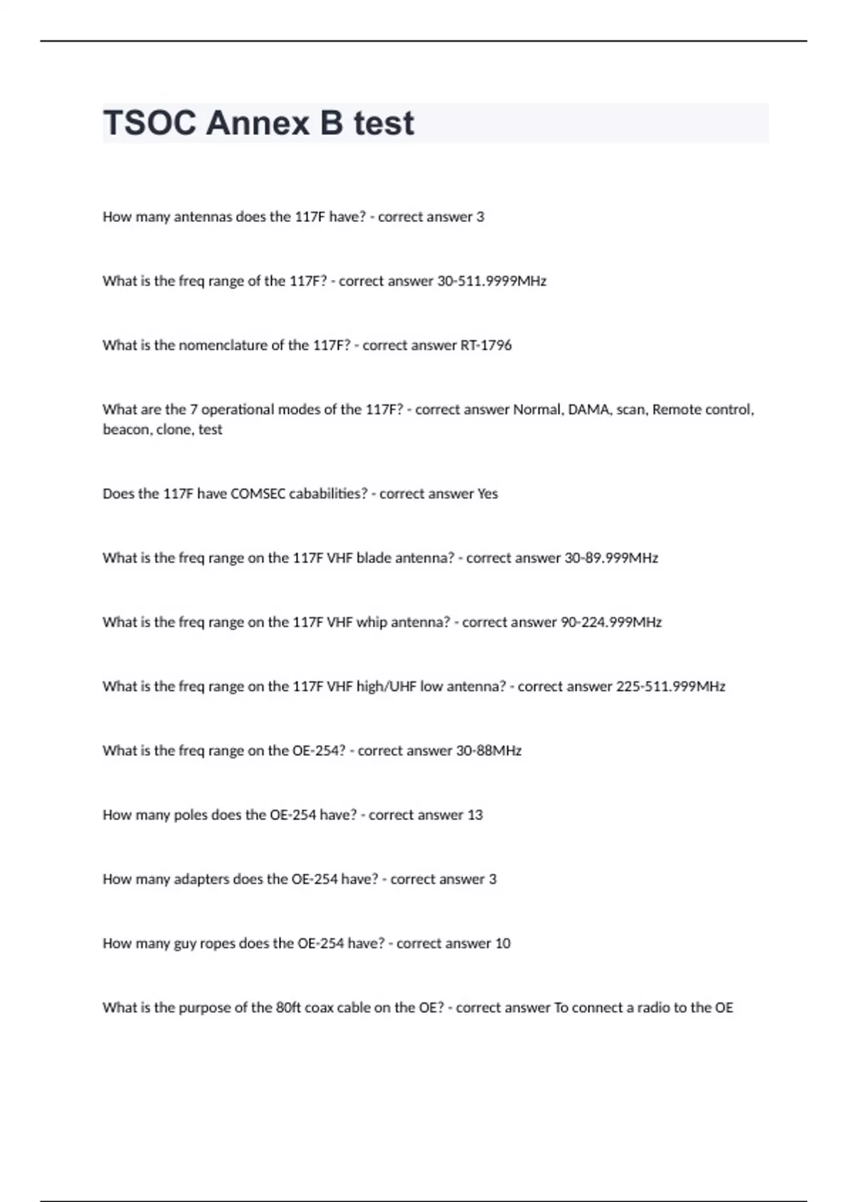 TSOC Annex B test exam questions and verified correct answers 2024 ...