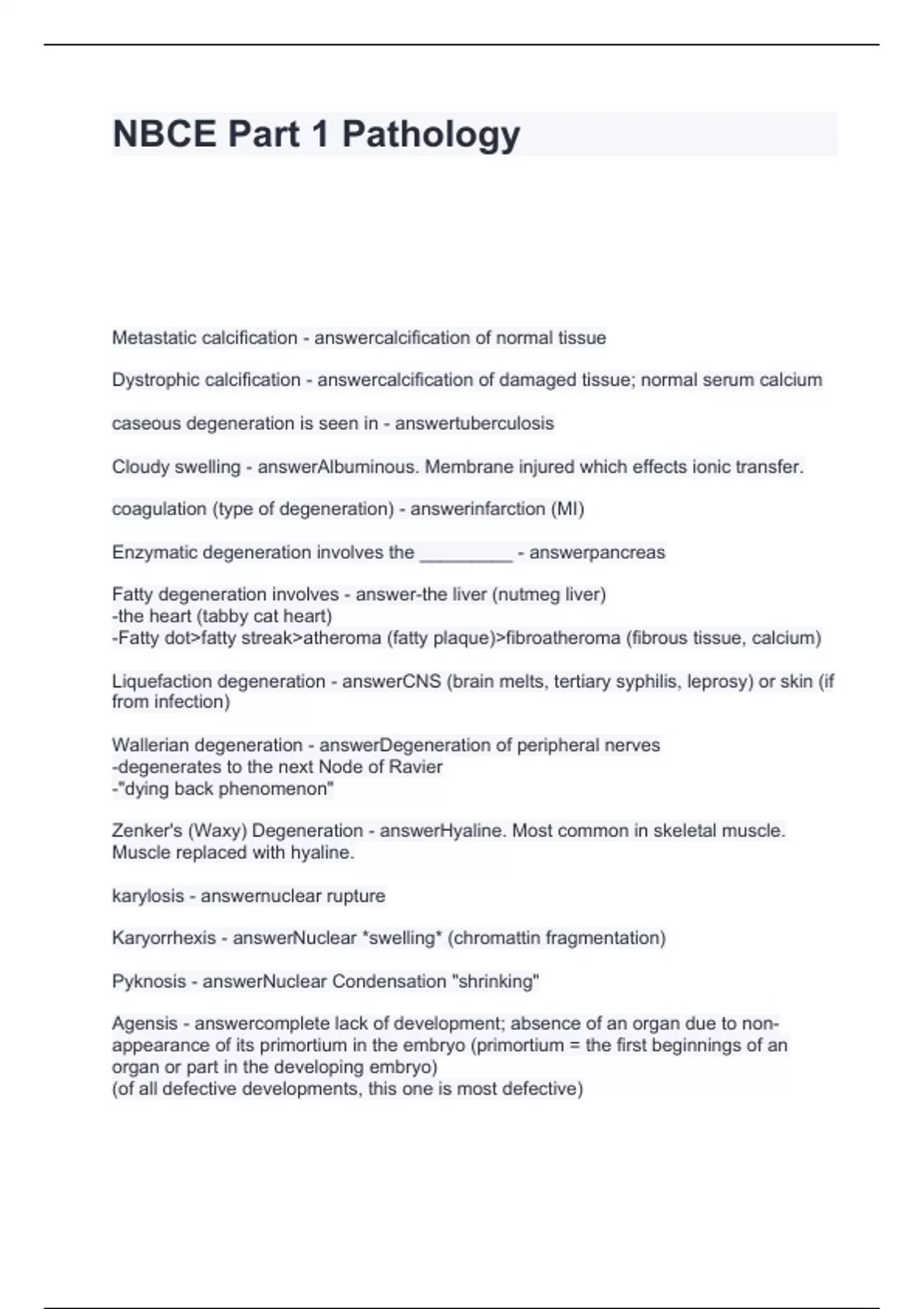 NBCE Part 1 Pathology Questions and Answers 2024 - NBCE - Stuvia US