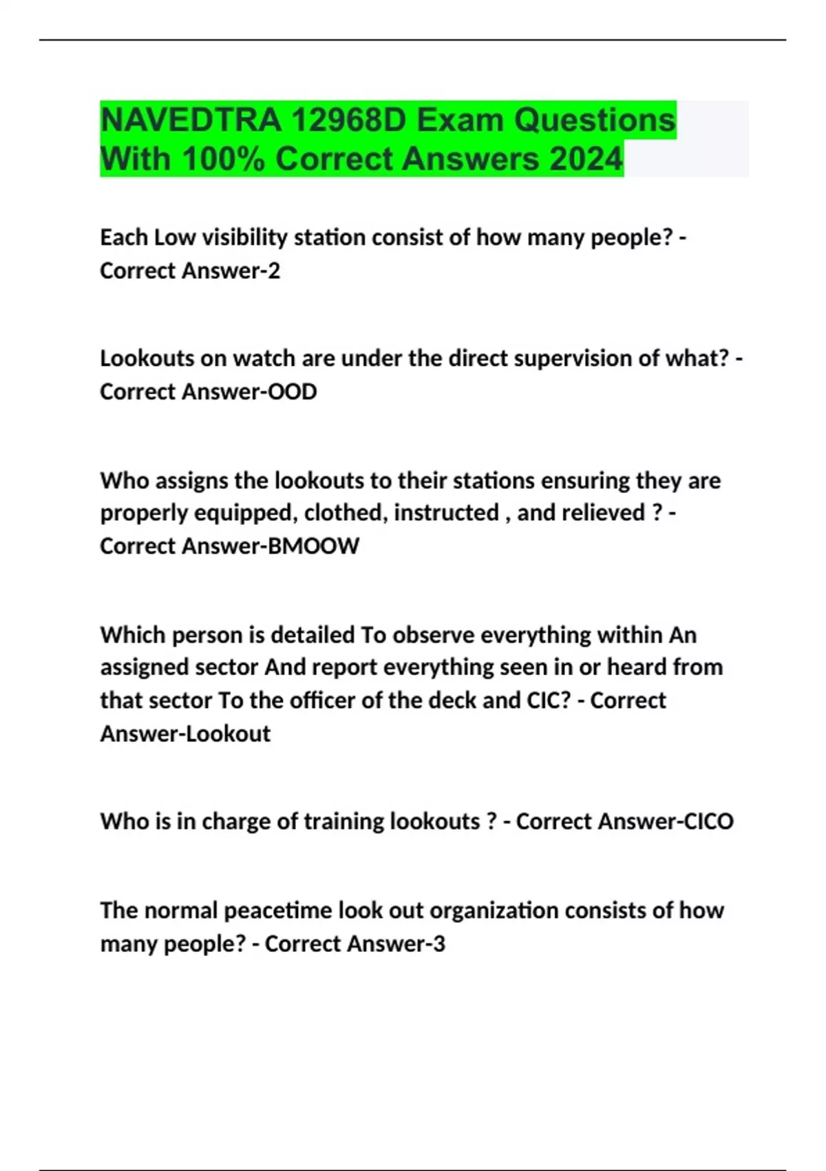 NAVEDTRA 12968D Exam Questions With 100% Correct Answers 2024 - NAVEDTRA - Stuvia US