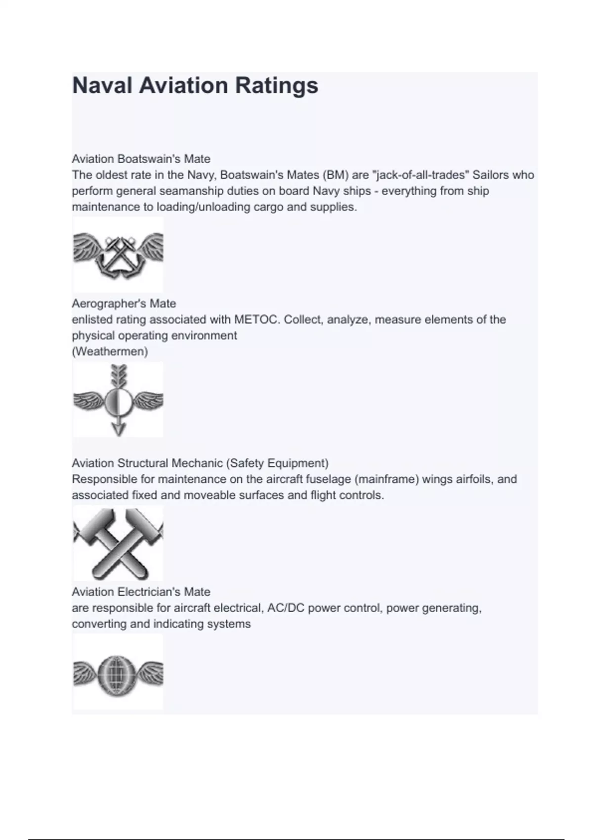 Naval Aviation Ratings with complete solution - NAVAL AVIATION ...