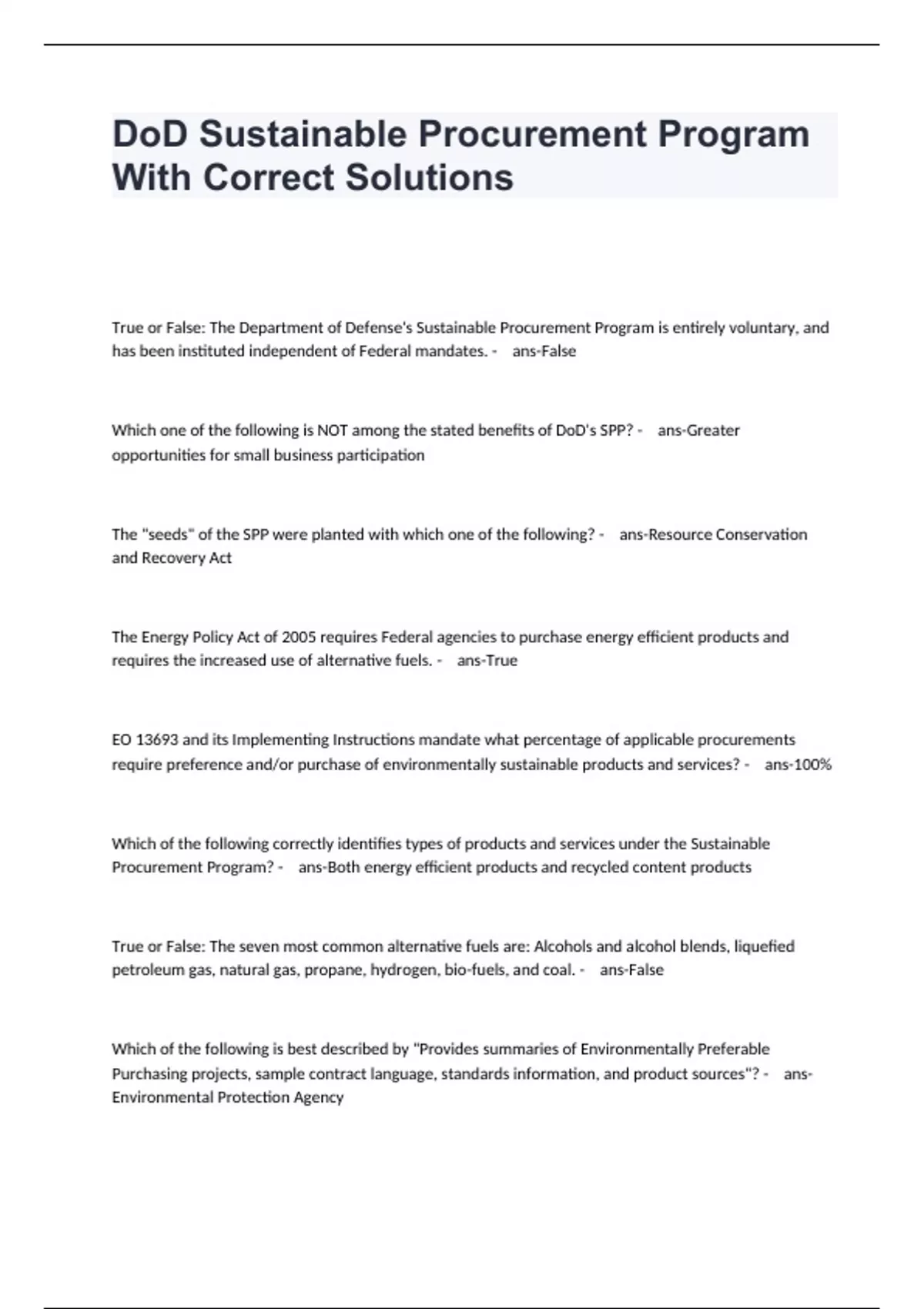 DoD Sustainable Procurement Program With Correct Solutions - CLC 046 ...