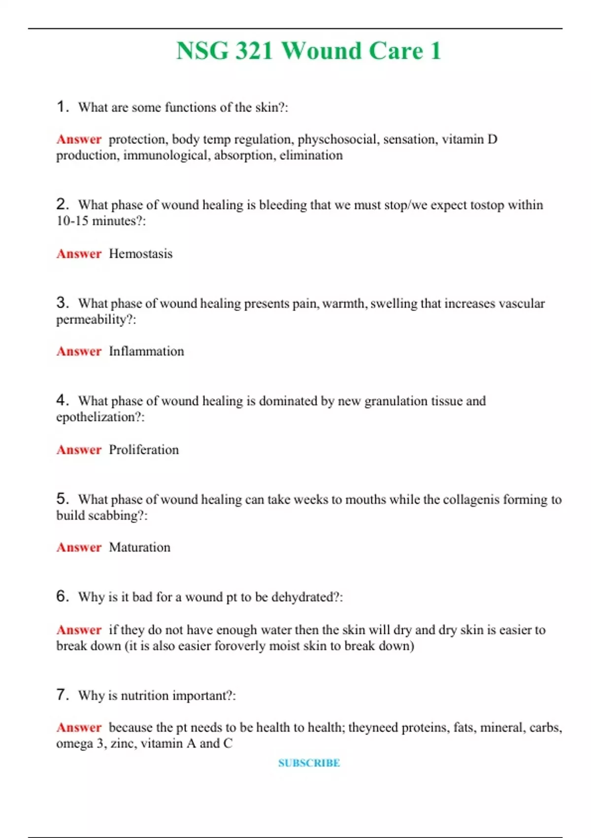 NSG 321 BUNDLE Wound Care 1,2,3,4 (Latest ) Actual Questions and ...