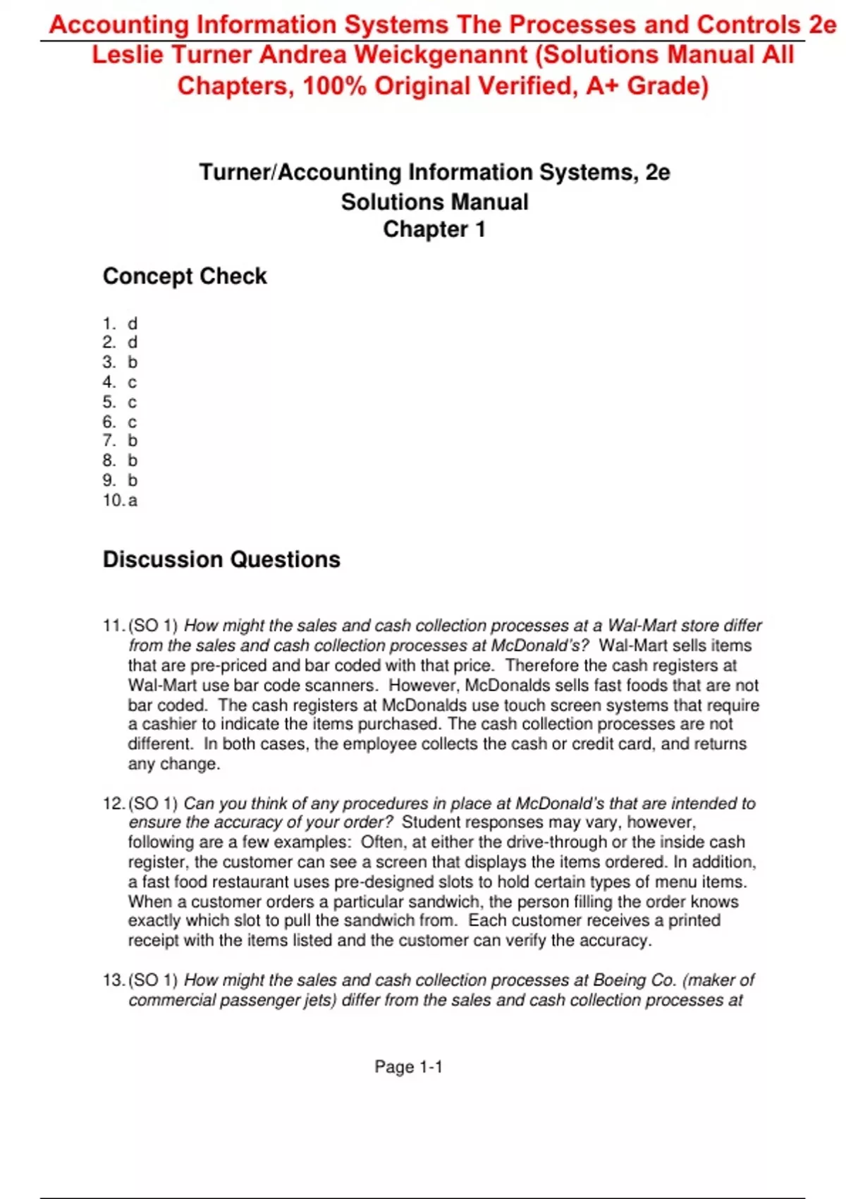 Solutions Manual For Accounting Information Systems The Processes And Controls 2nd Edition By