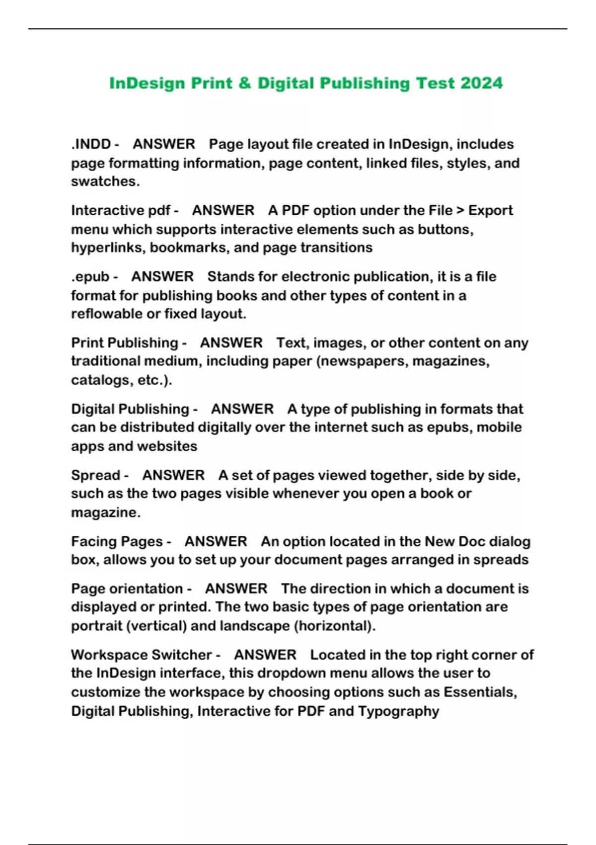 InDesign Print & Digital Publishing Test 2024 - InDesign Print ...