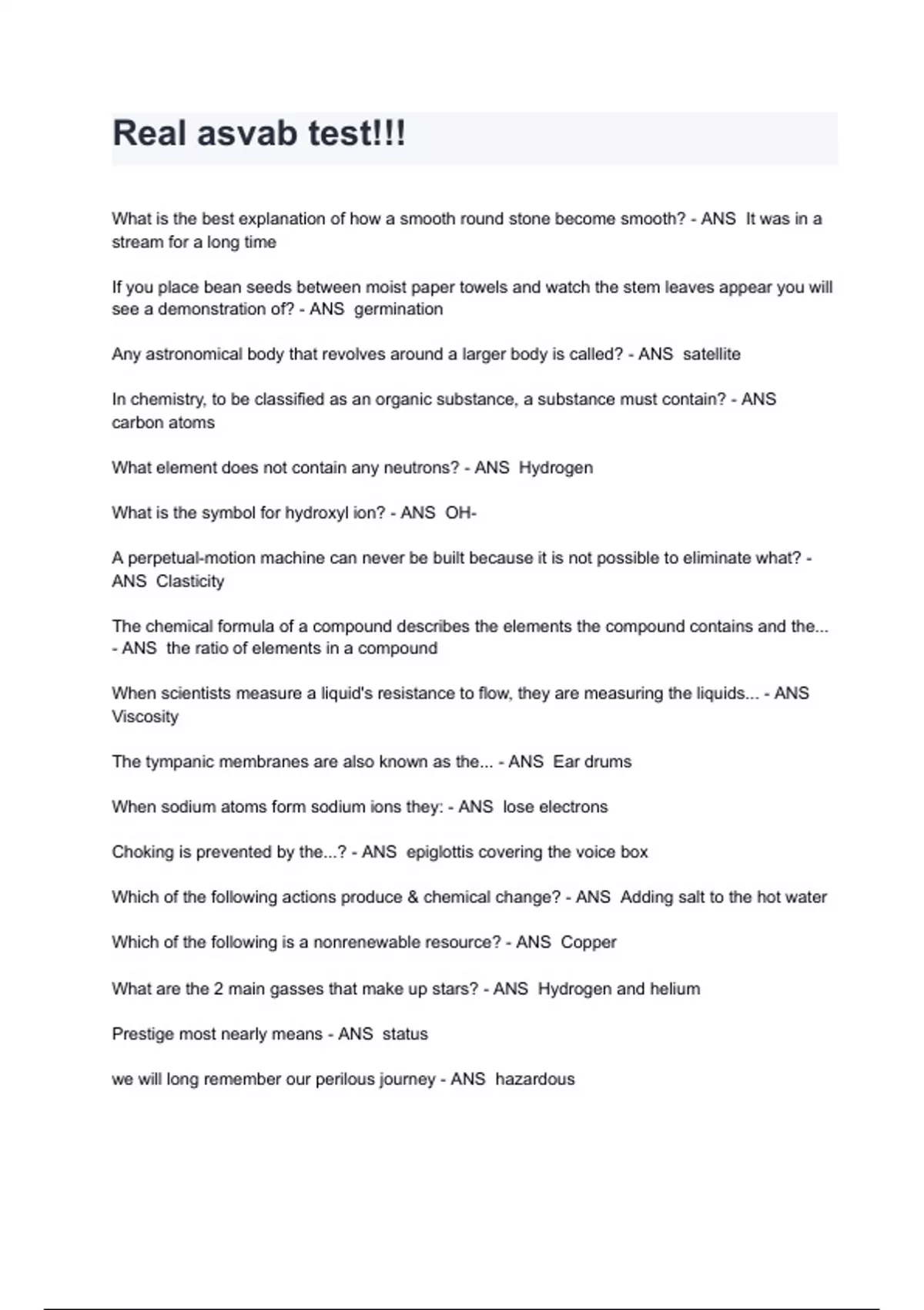 Real asvab test Exam 2024/2025 Questions With Completed Solutions. ALL ...