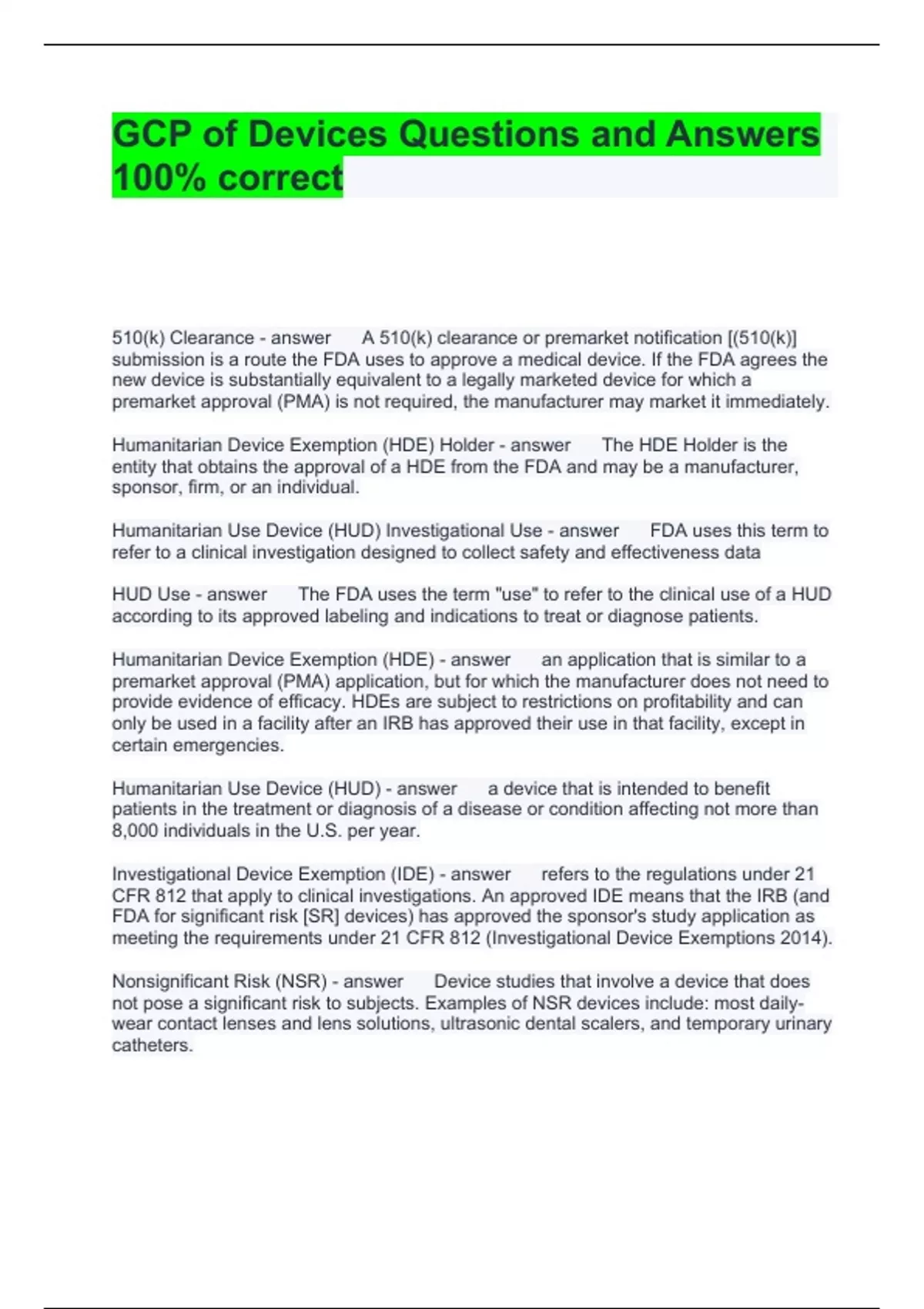 GCP of Devices Questions and Answers 100% correct - GCP - Stuvia US