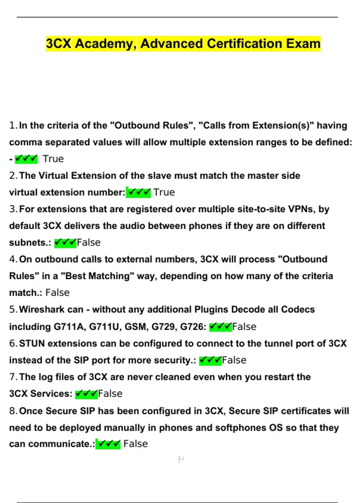 3CX Academy Advanced Certification Questions with 100% Correct Answers ...