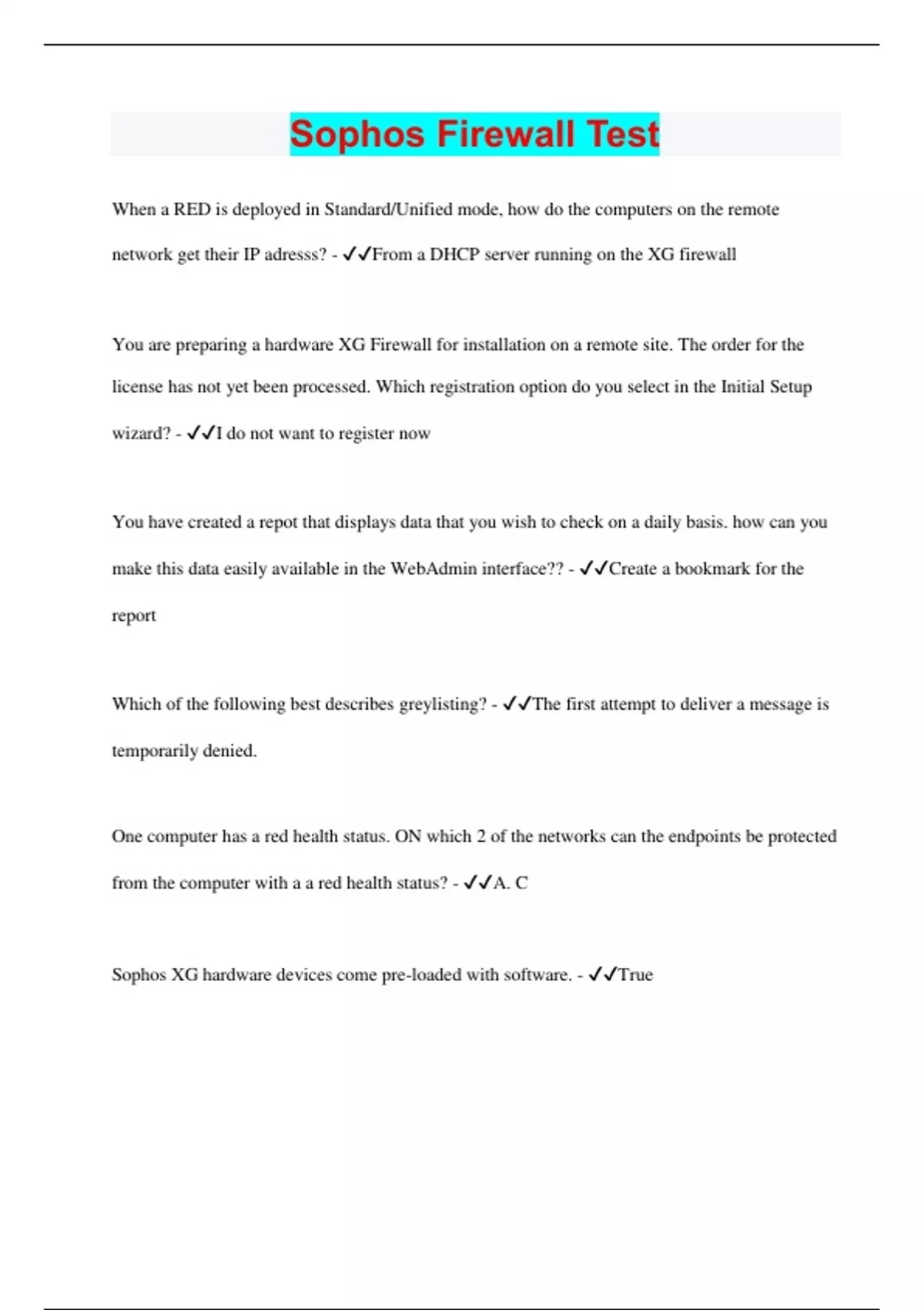 Sophos Firewall Test - Sophos Firewall - Stuvia US