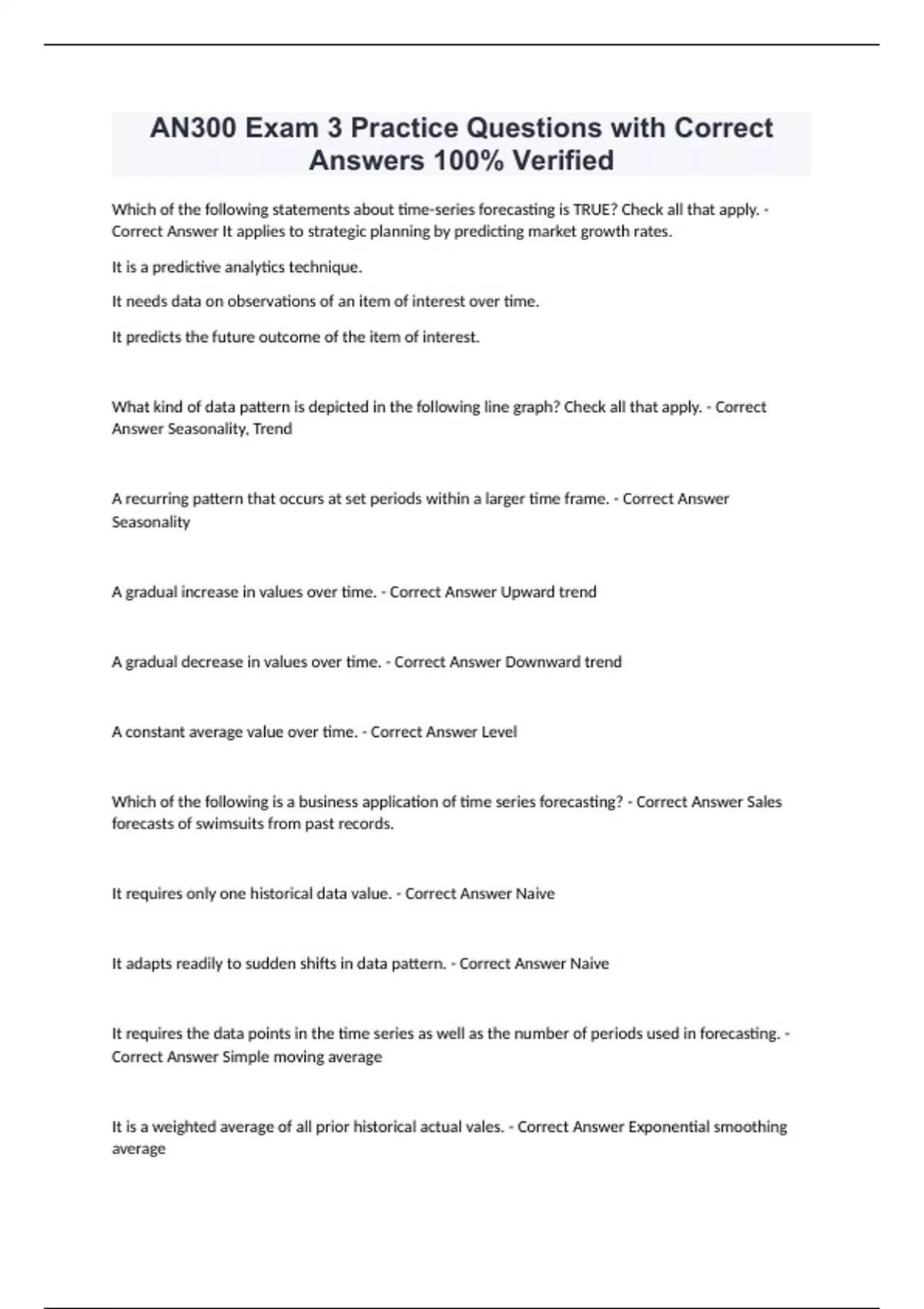 AN300 Exam 3 Practice Questions with Correct Answers 100% Verified - AN 300 - Stuvia US