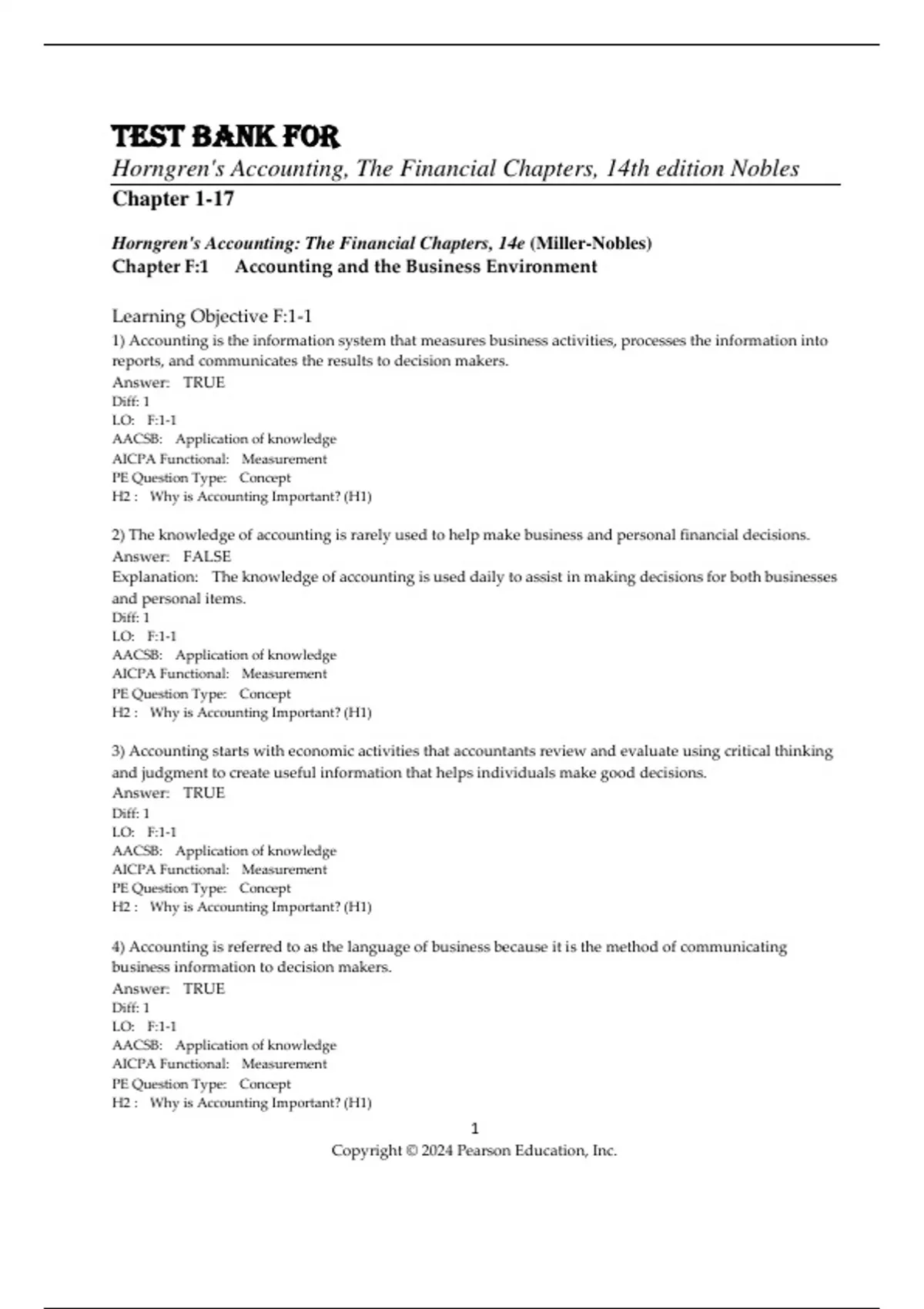 Test Bank For Horngren's Accounting, The Financial Chapters, 14th ...