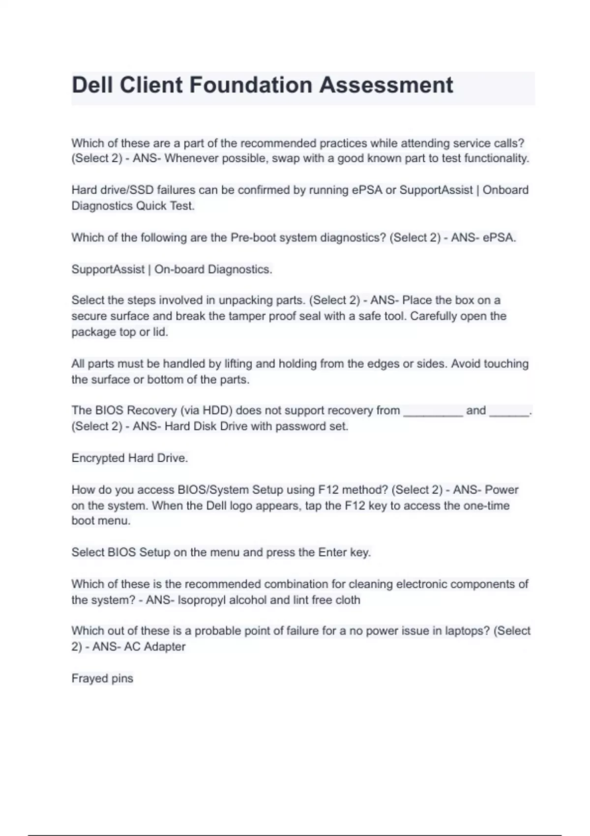 Dell Client Foundation Assessment with complete solution - Dell Client ...