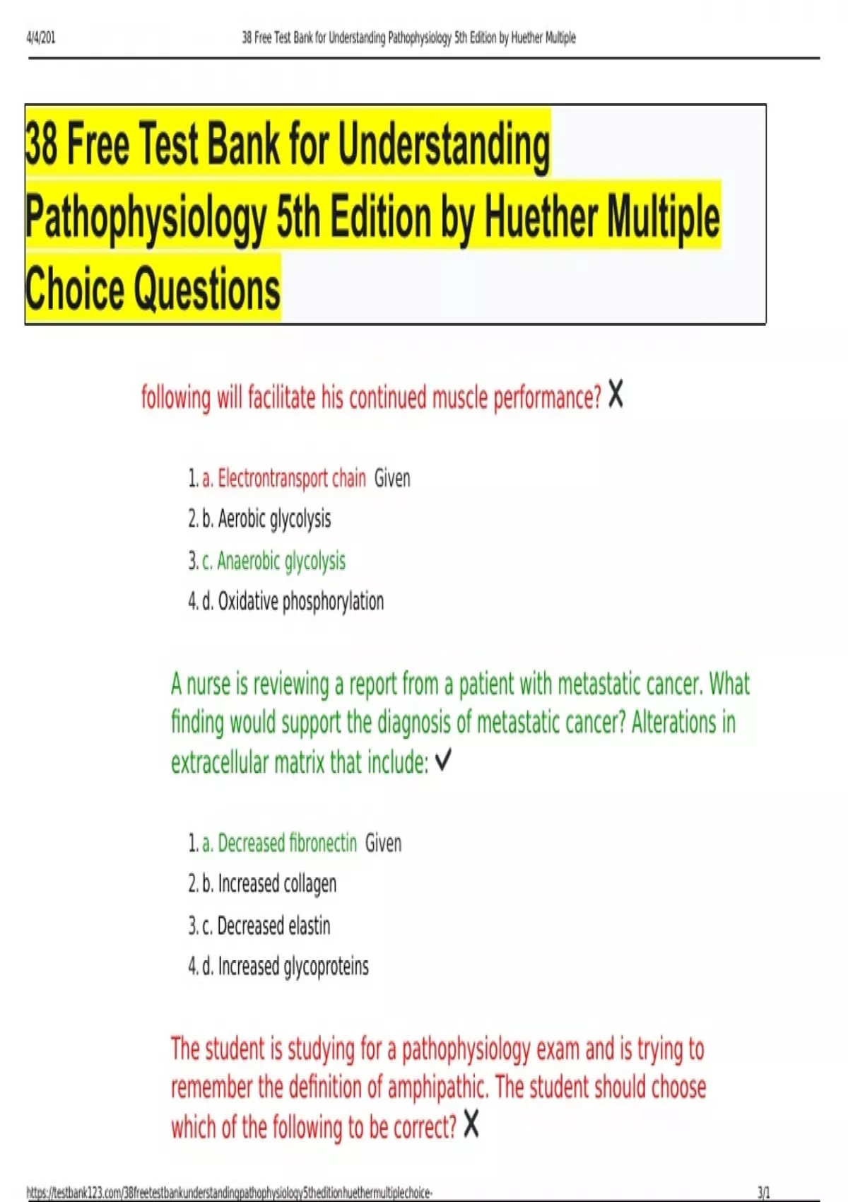 38 Free Test Bank for Understanding Pathophysiology 5th Edition by ...