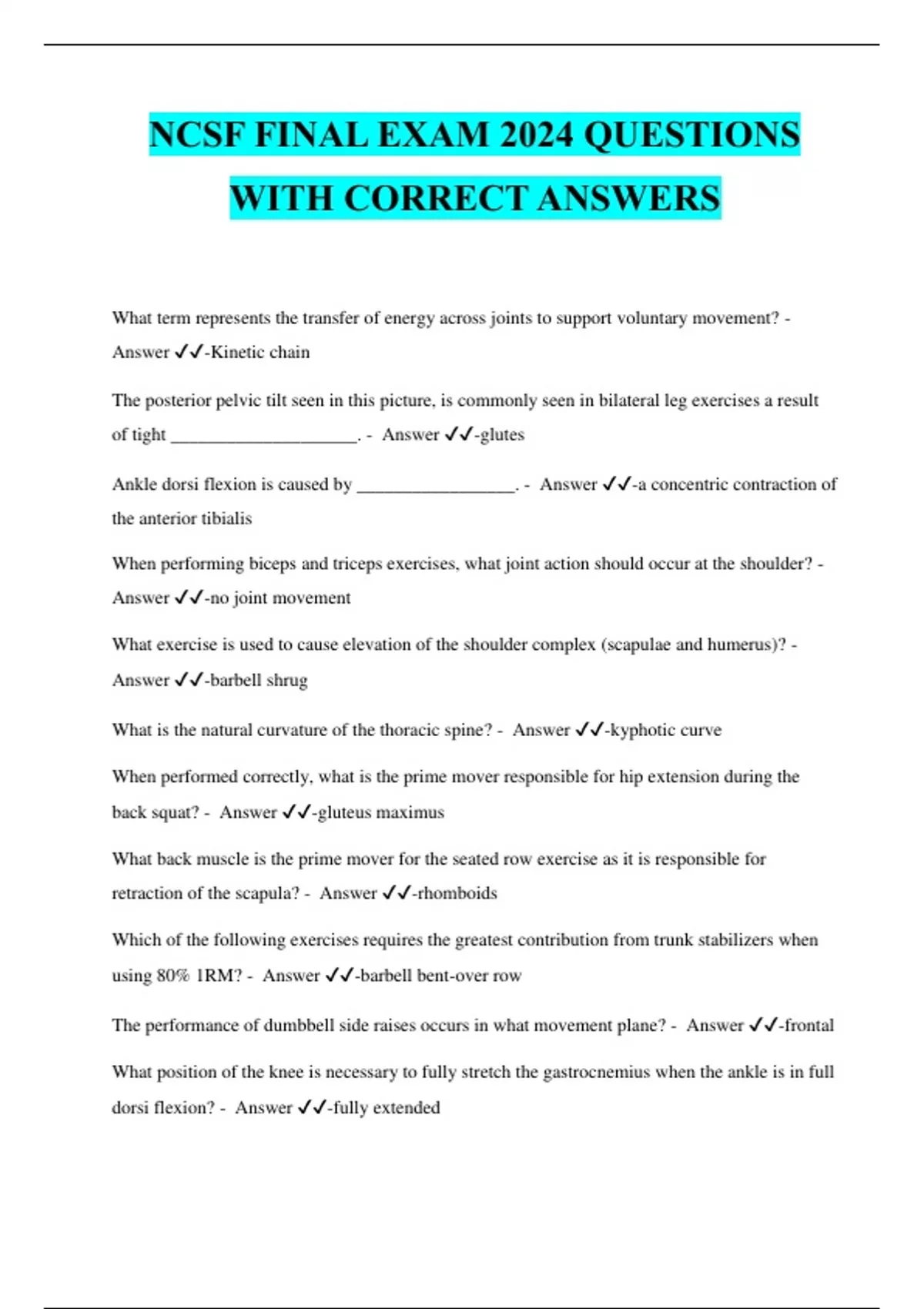 Ncsf Final Exam 2024 Questions With Correct Answers Ncsf Stuvia Us