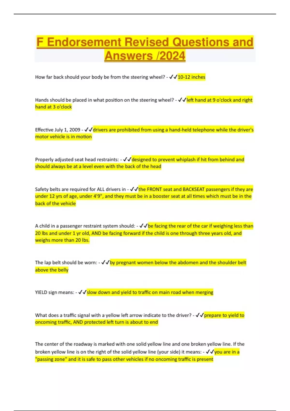 F Endorsement Revised Questions and Answers /2024 - F endorsement ...