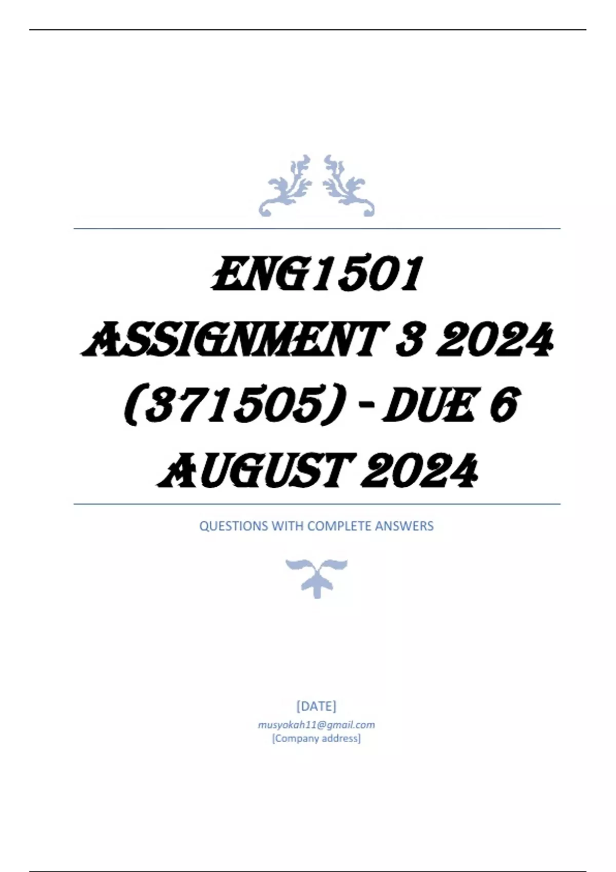 ENG1501 Assignment 3 2024 (371505) - DUE 6 August 2024 - ENG1501 ...